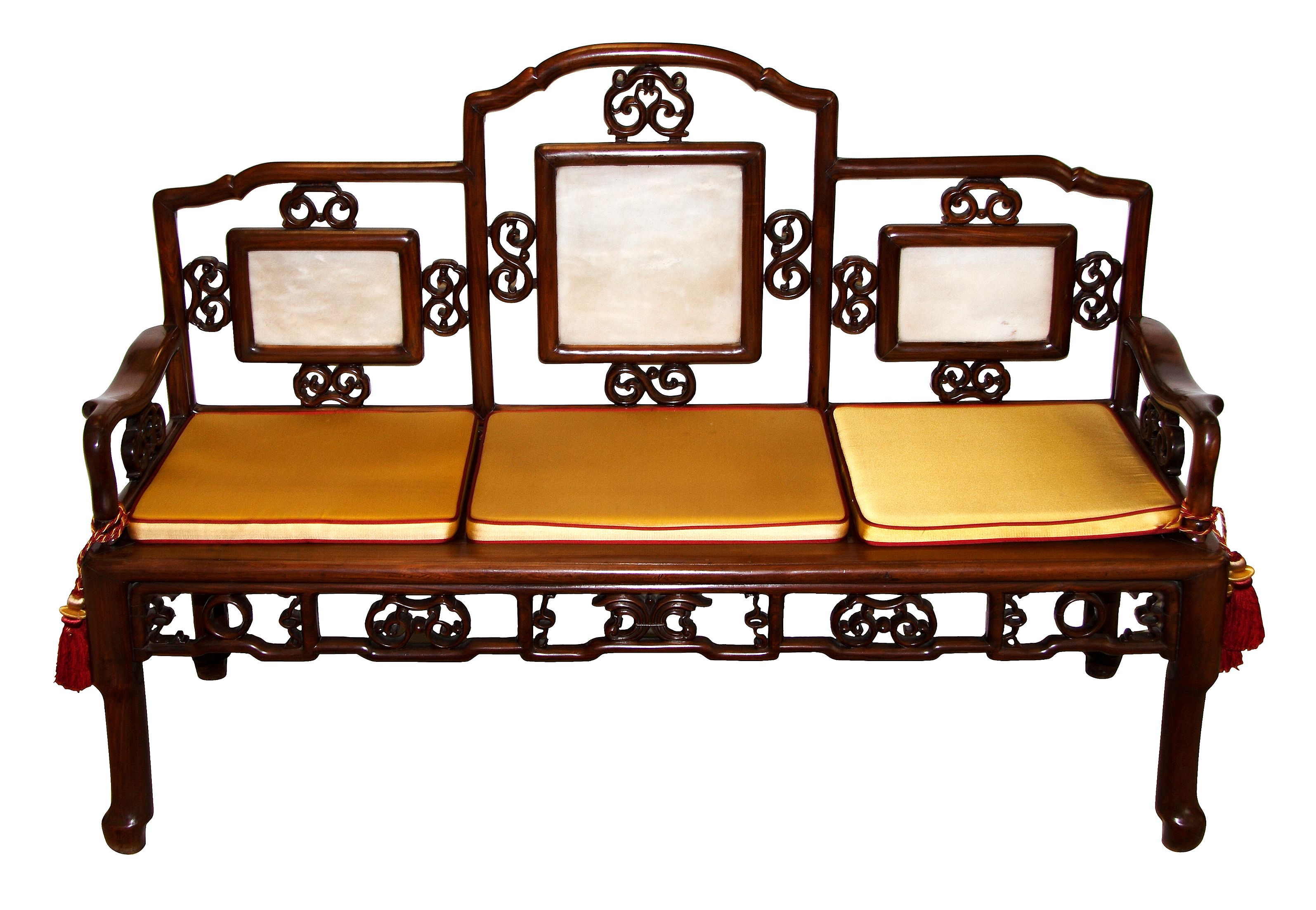 Bonhams : A Chinese hardwood bench type seat