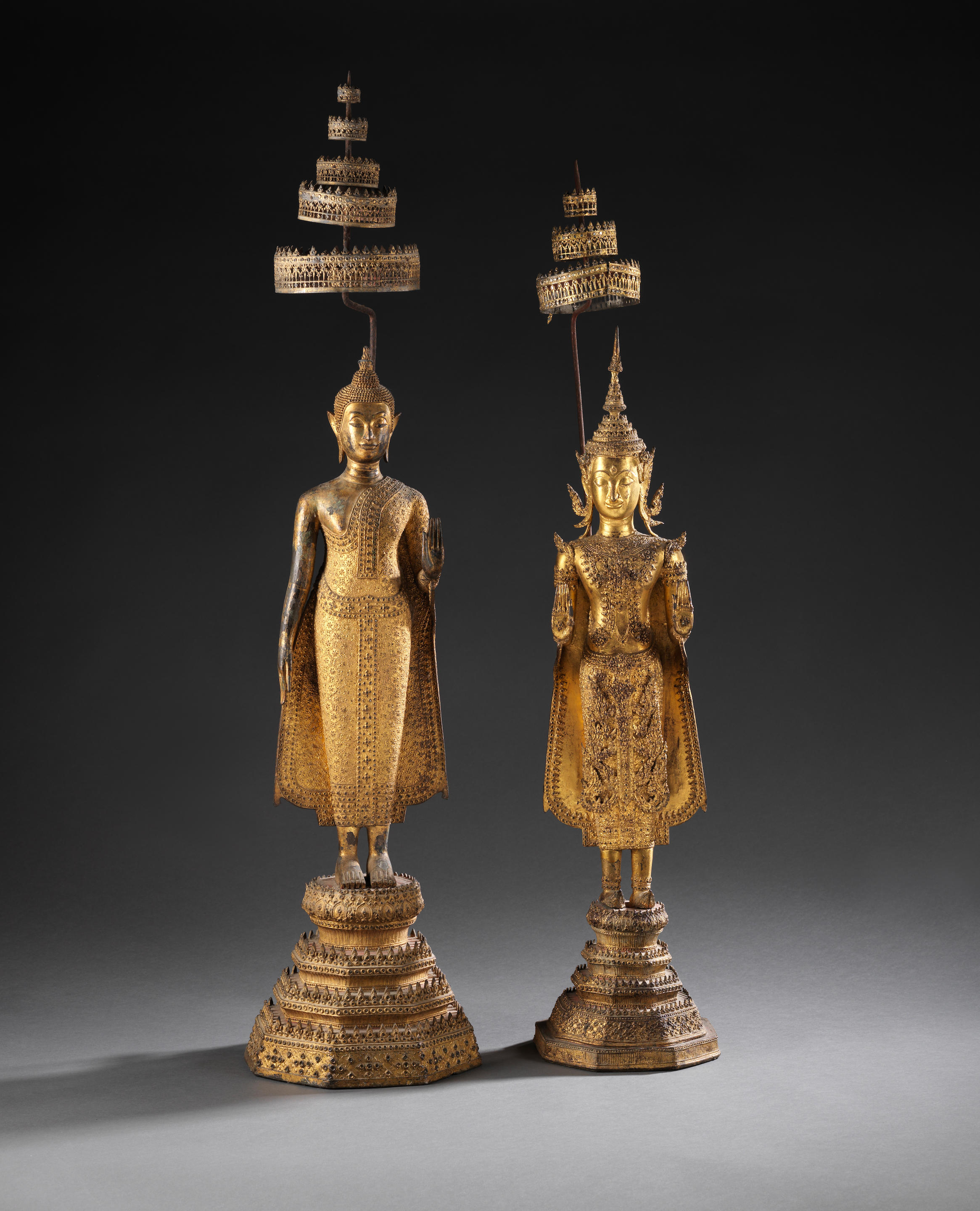 Bonhams A Large Gilt Copper Alloy Standing Buddha And A Classical