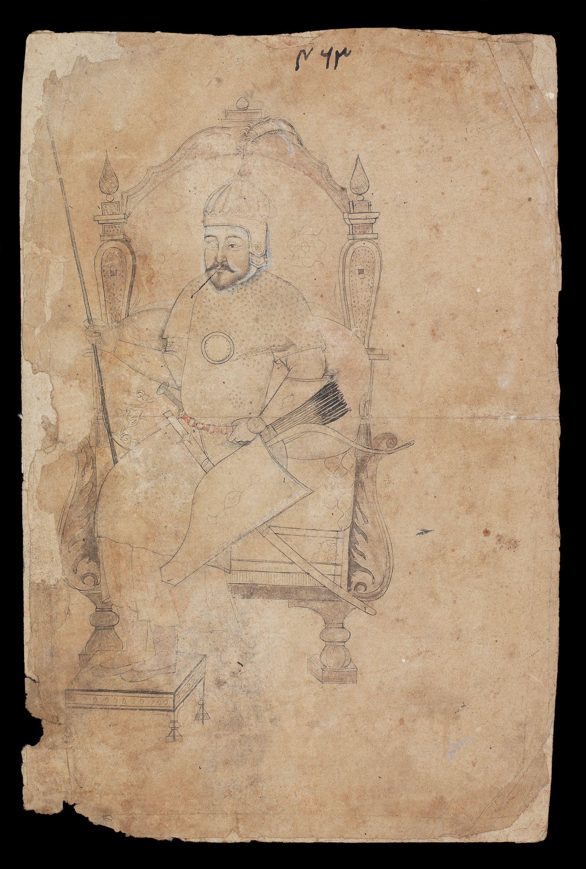 Bonhams : The Emperor Timur enthroned Mughal, 17th Century