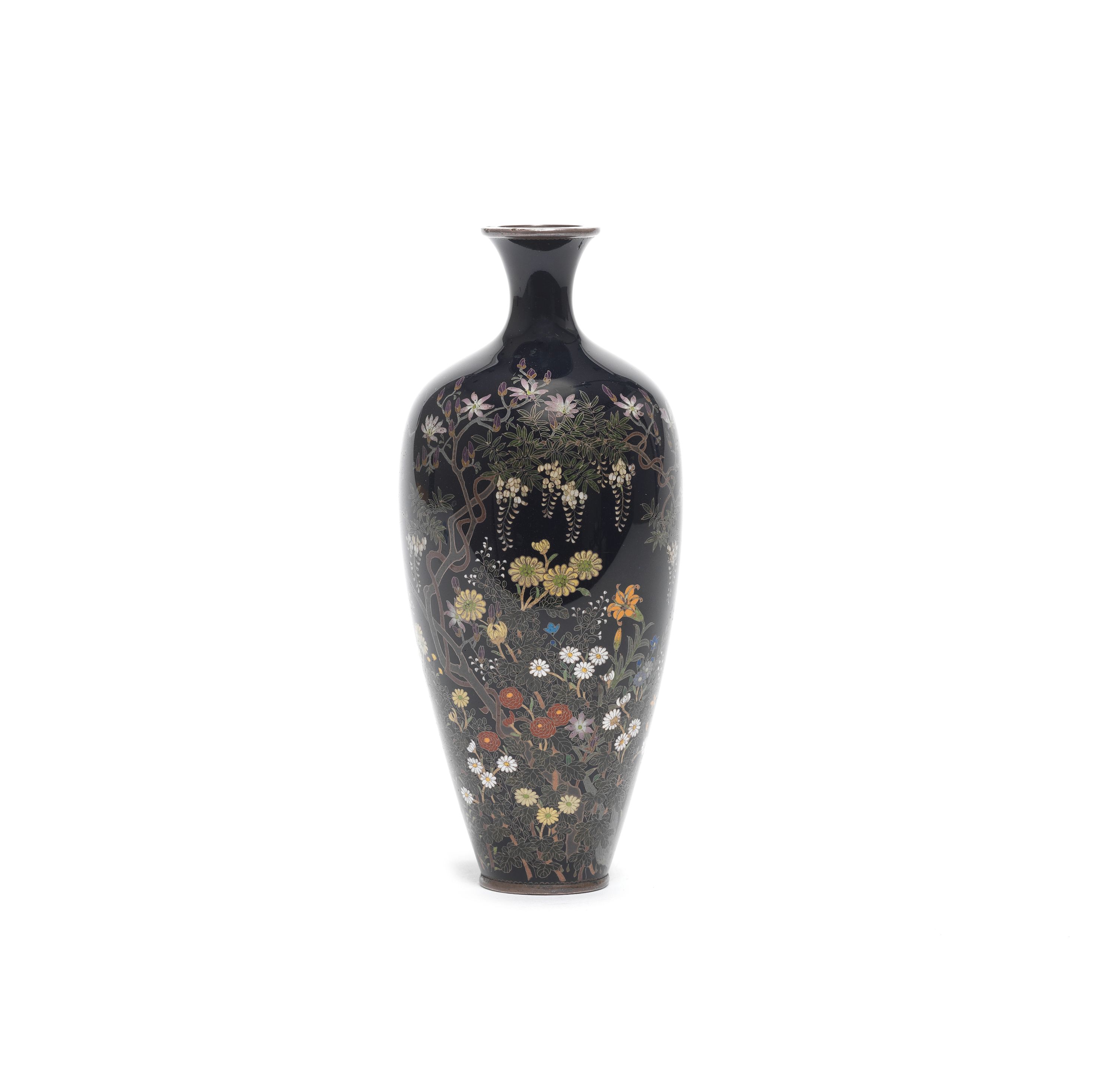 Bonhams : A miniature slender ovoid cloisonné enamel vase By Hayashi ...