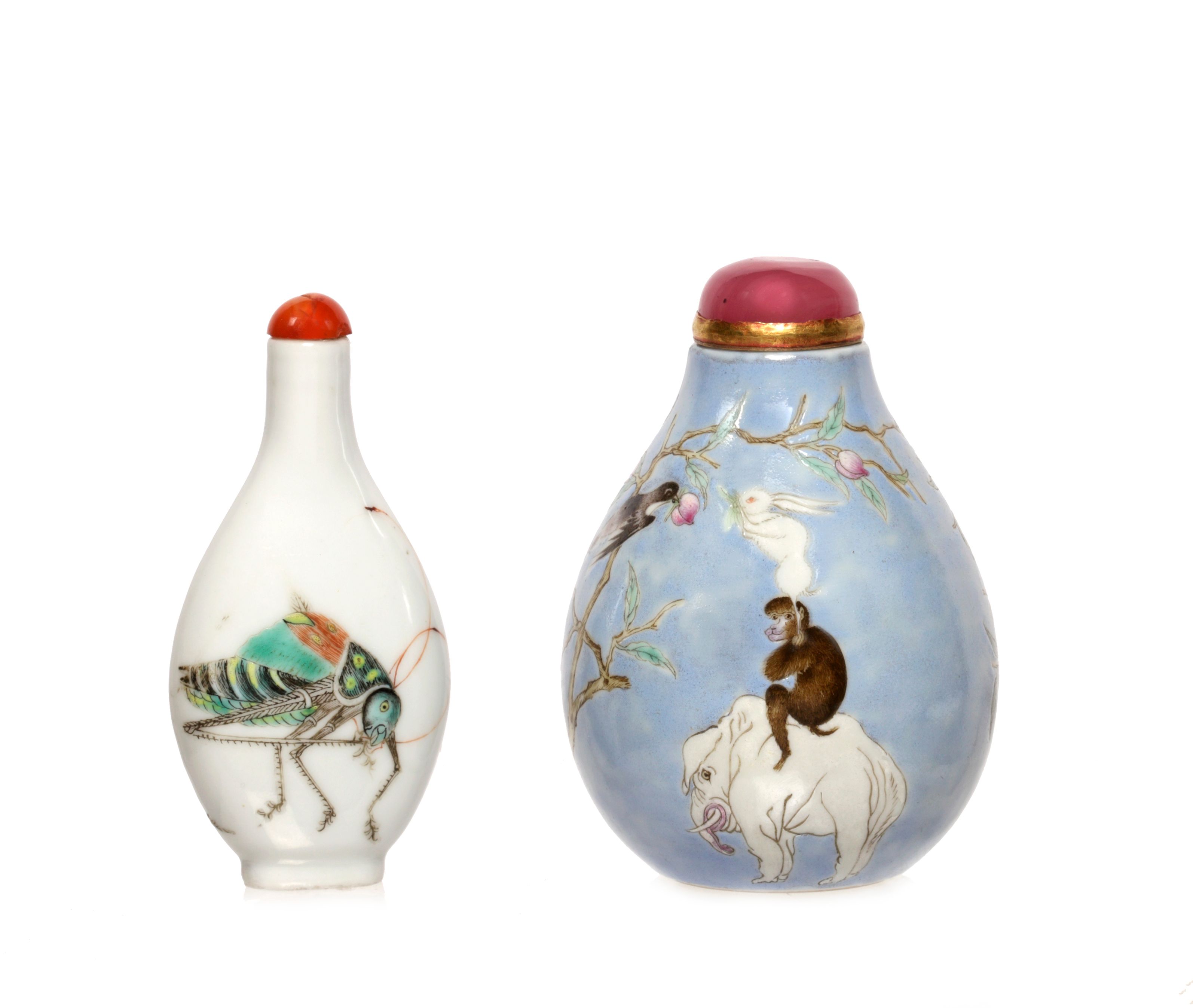 Bonhams : Two Dao Guang Chinese porcelain snuff bottles