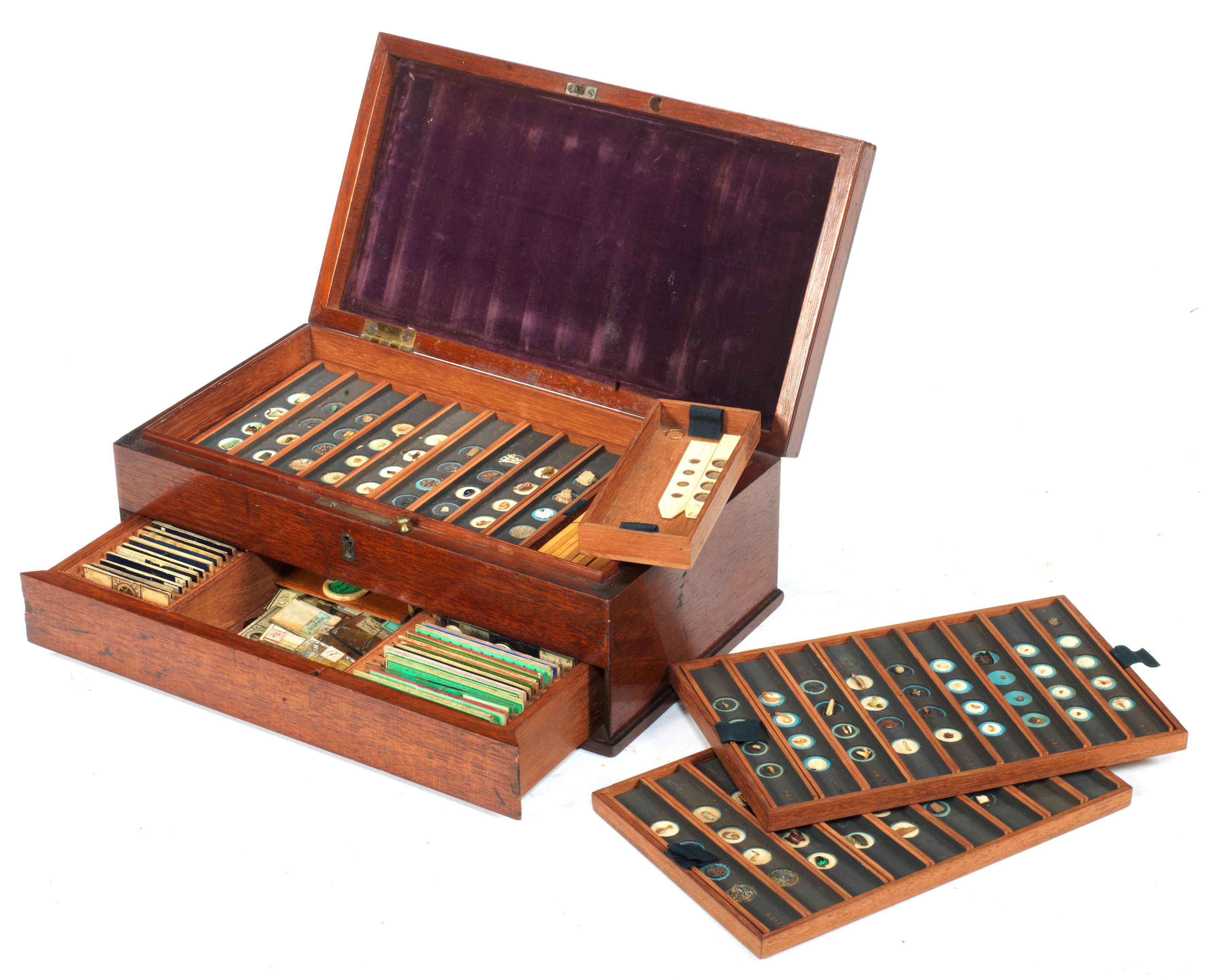 Bonhams : A good collection of microscope specimen slides, English ...