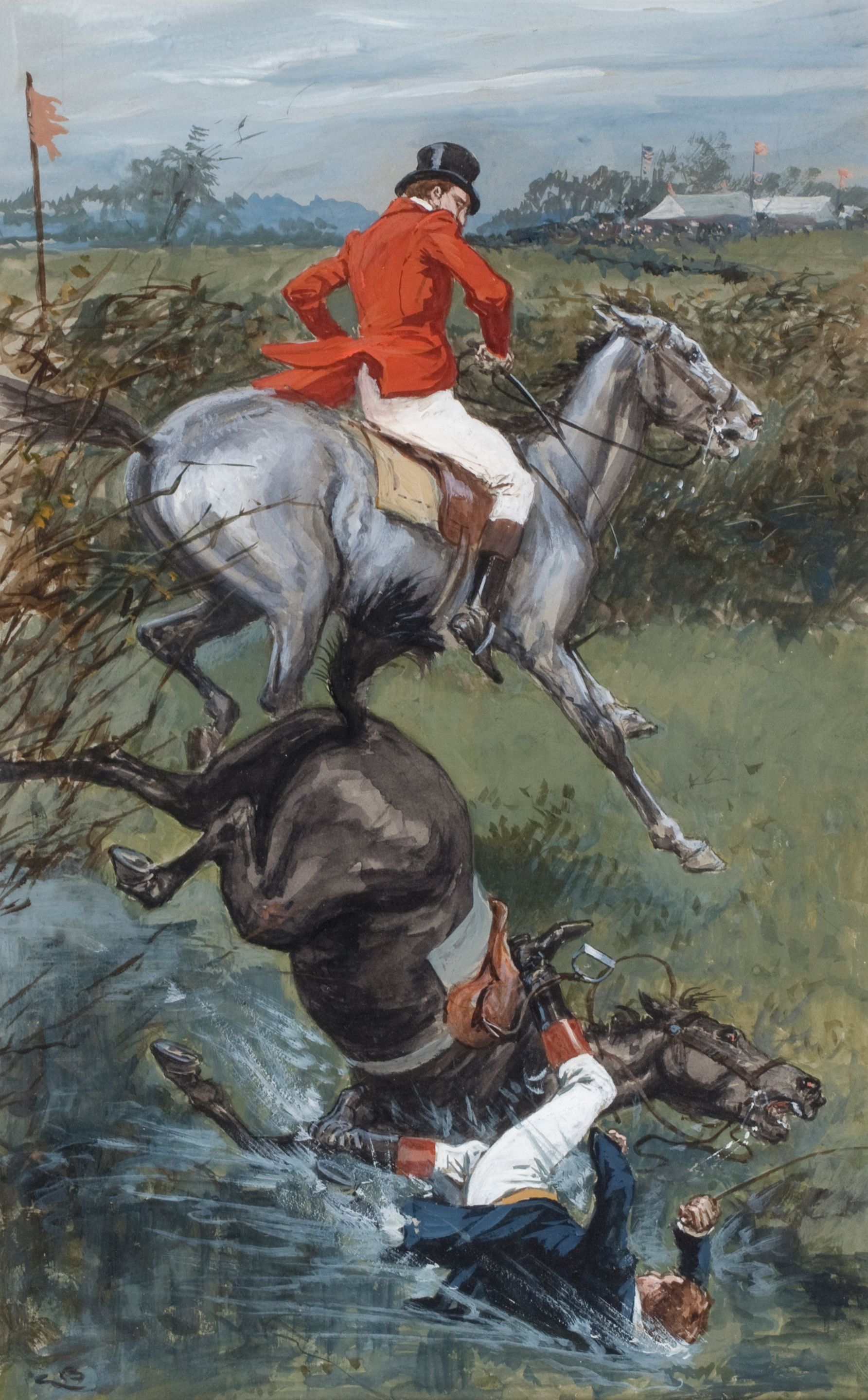 Bonhams : Gordon Frederick Browne (British, 1858-1932) Jumping a Fence