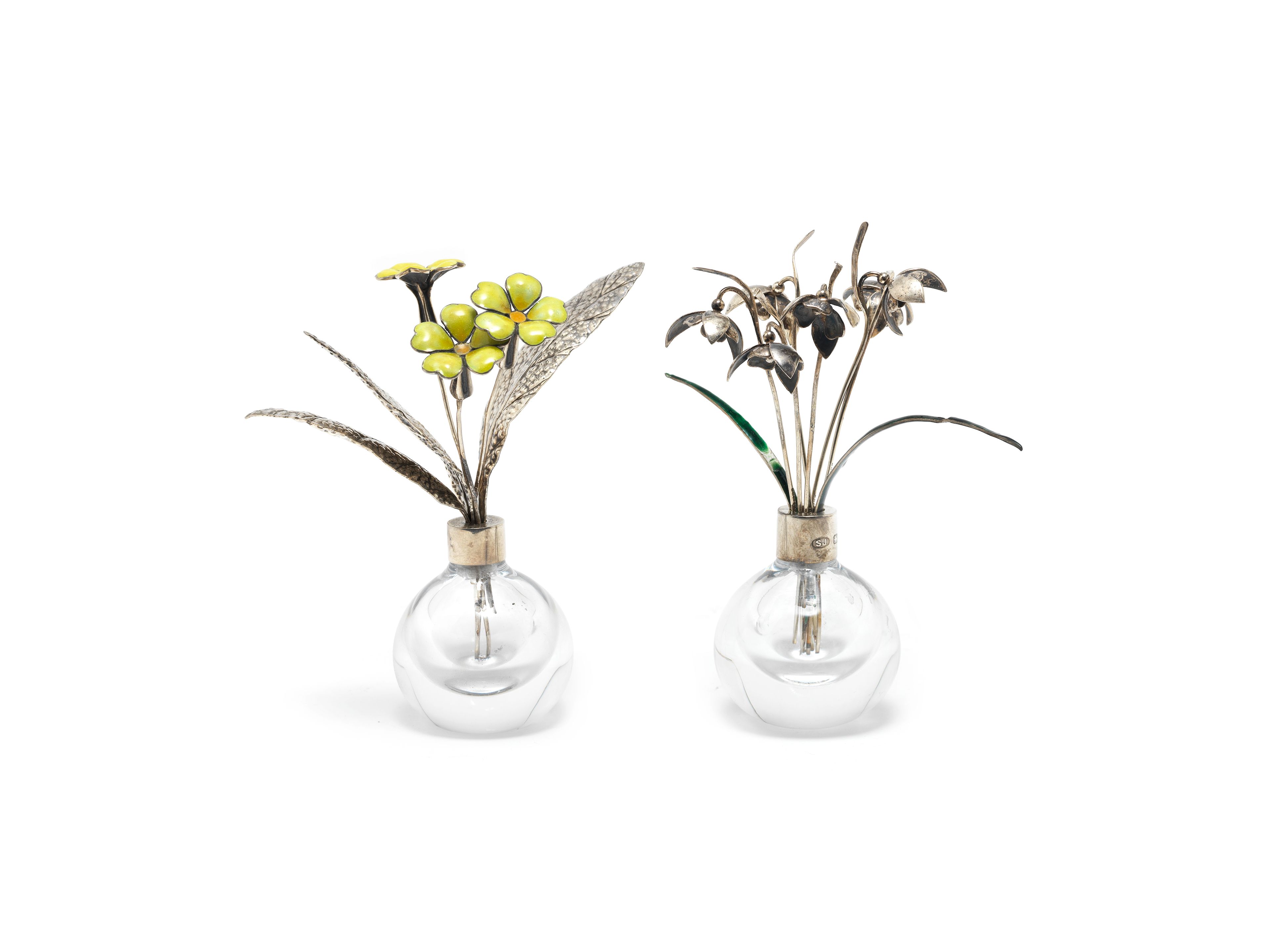 Bonhams : SARAH JONES Two silver and enamel miniature bouquet of ...