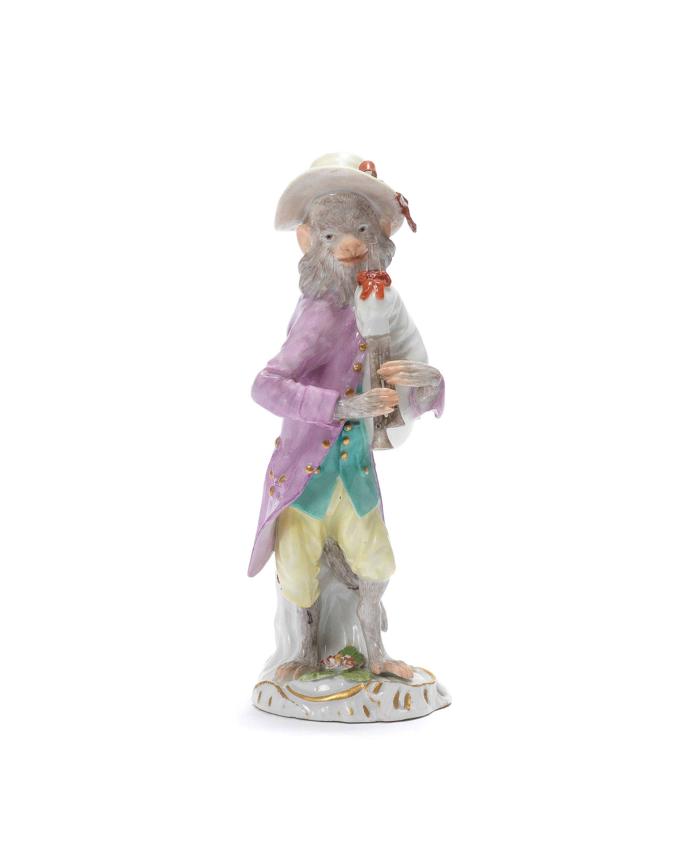 Bonhams : A Meissen monkey band figure of a bagpipe player, circa 1760