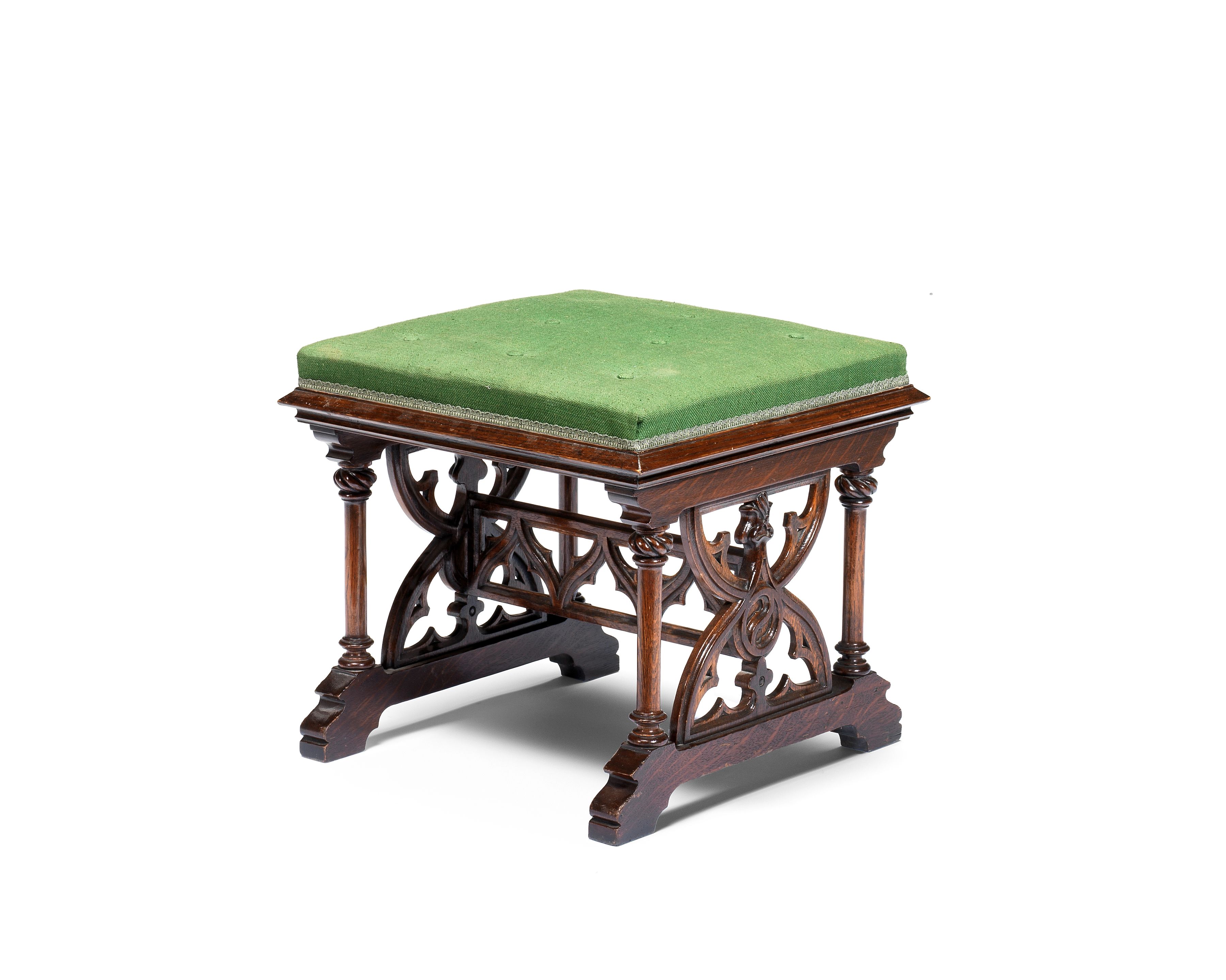 Bonhams : A Victorian Gothic revival oak stool