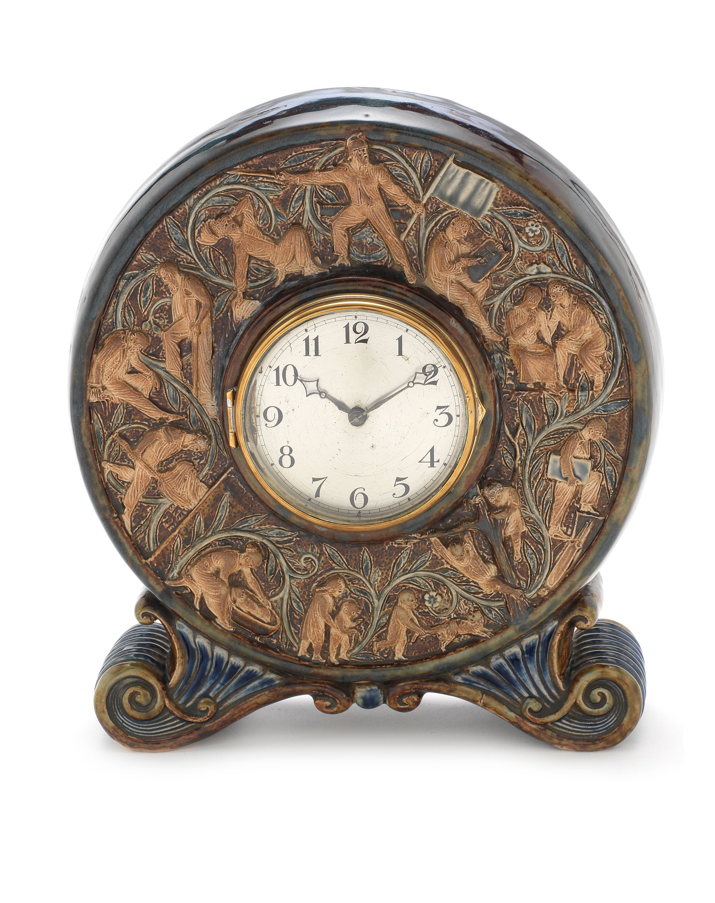 Bonhams : George Tinworth for Doulton Lambeth A Rare Figural Clock, 1889