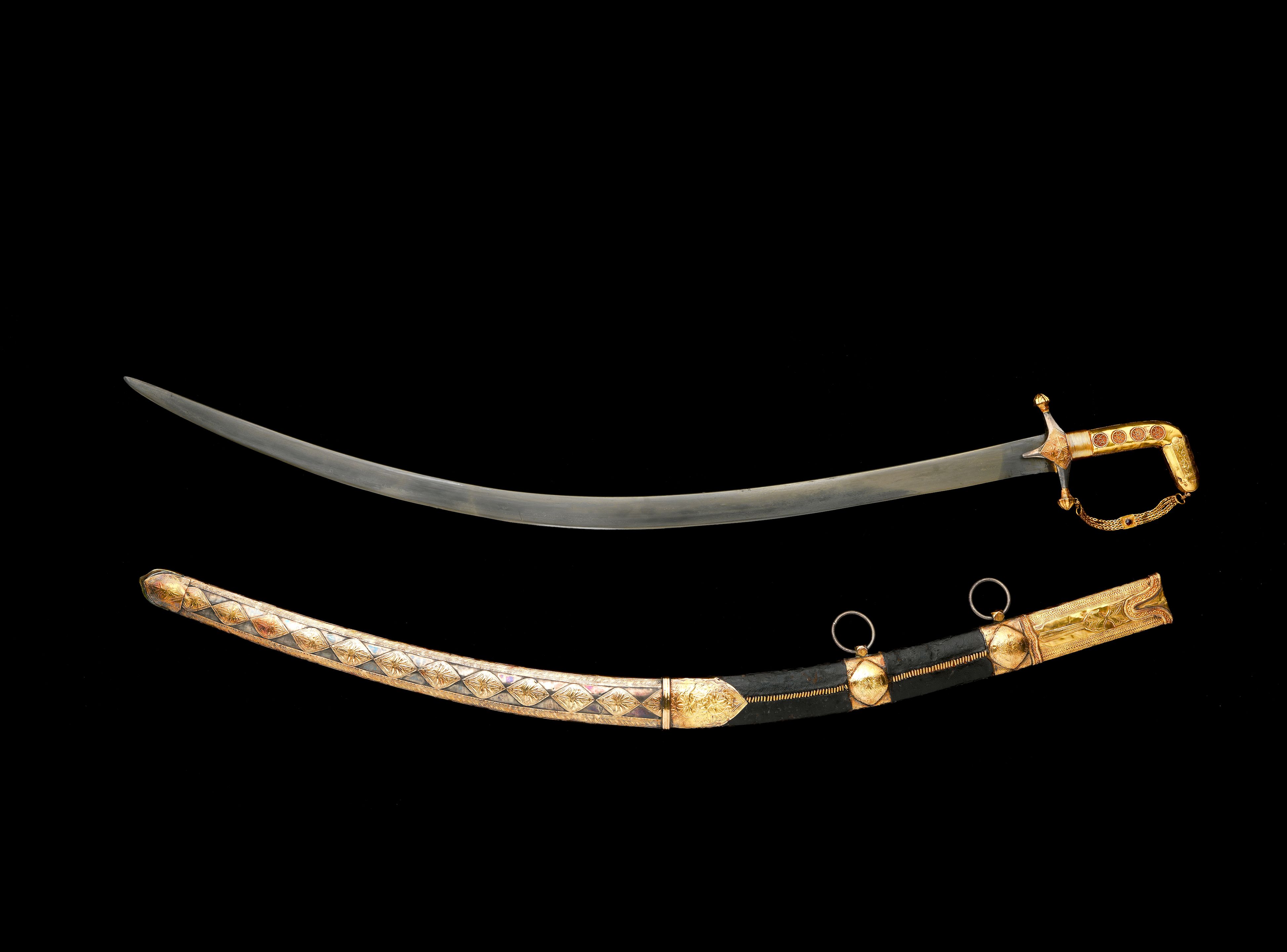 Saif Sword Silver Moroccan Sword Nimcha Saif With Wooden Hilt