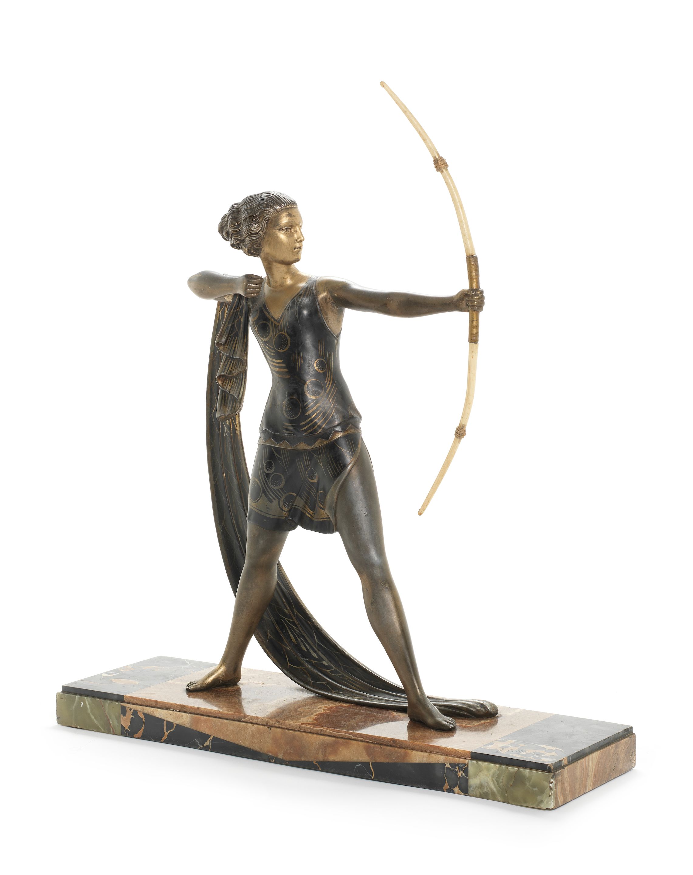 Bonhams : Gibert An Art Deco Spelter Figure of a Hunter, circa 1925
