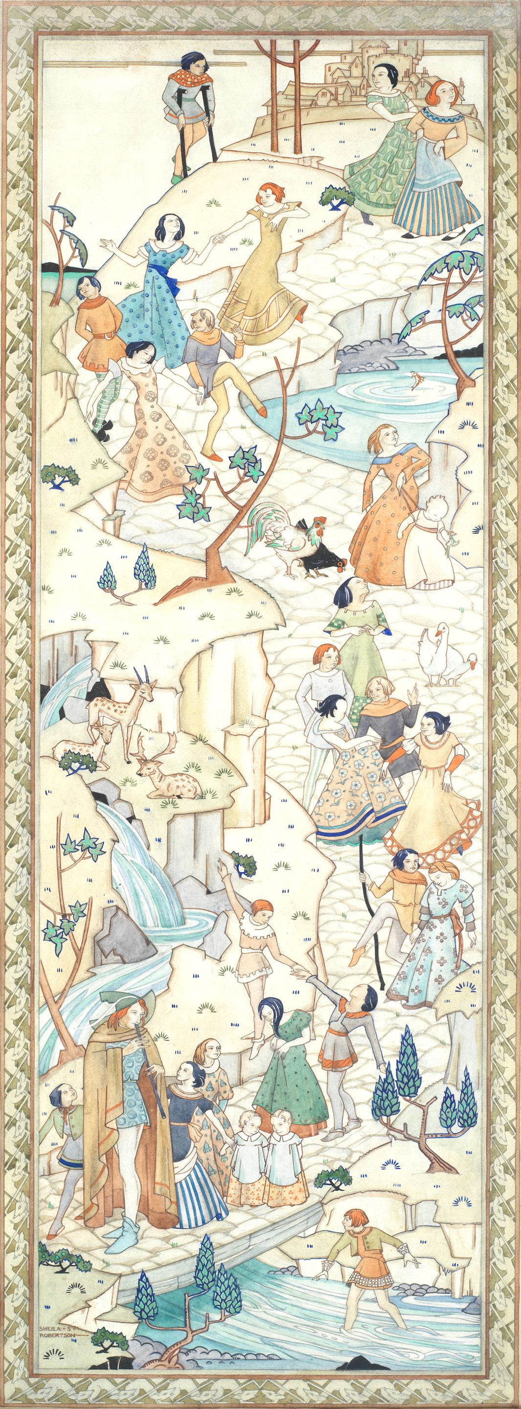 Bonhams : Sheila Robertson 'The Pied Piper' a Drypoint and Hand ...