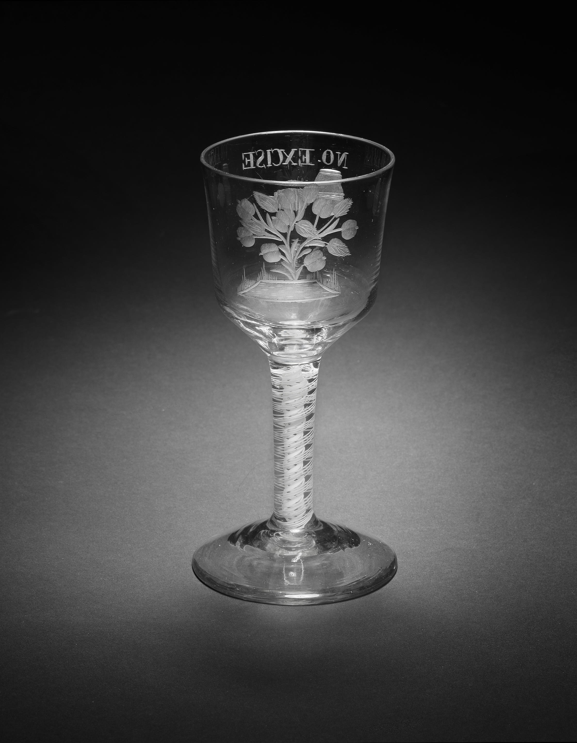 Bonhams A Rare Engraved Opaque Twist No Excise Cider Goblet Circa 1763
