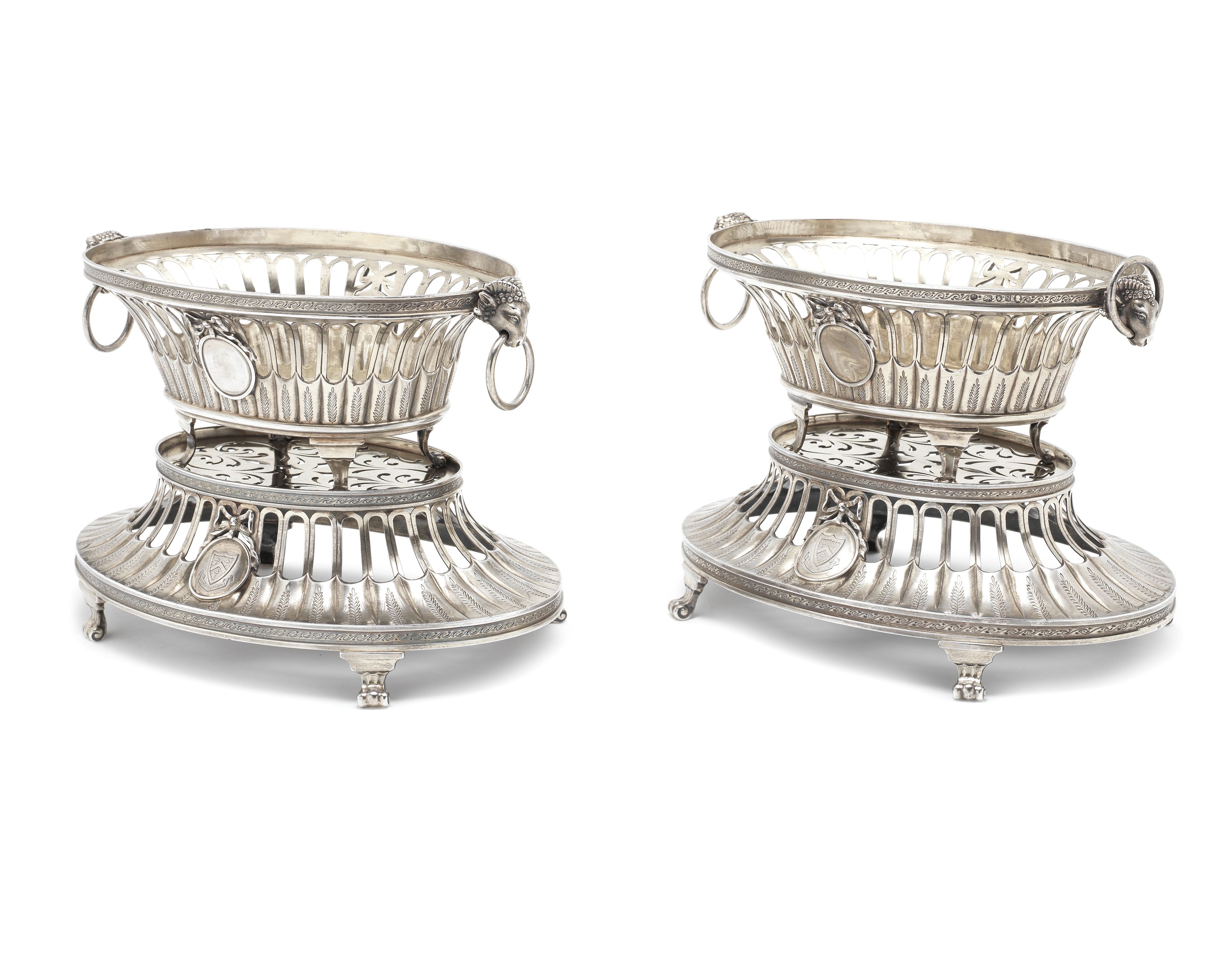 Bonhams : An impressive pair of George III silver-gilt dessert baskets ...