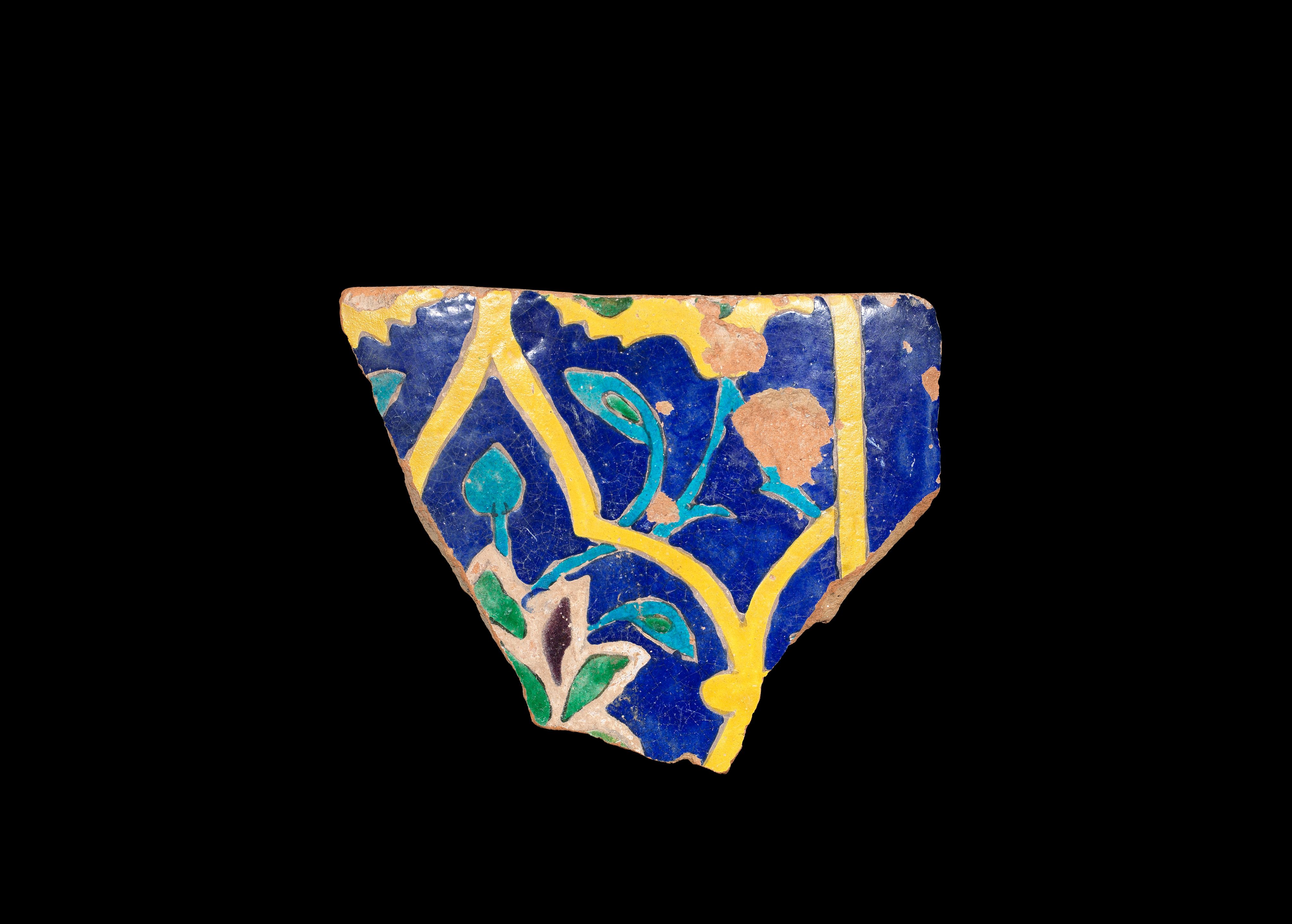 Bonhams : A Timurid cuerda seca pottery tile Fragment Persia, early ...