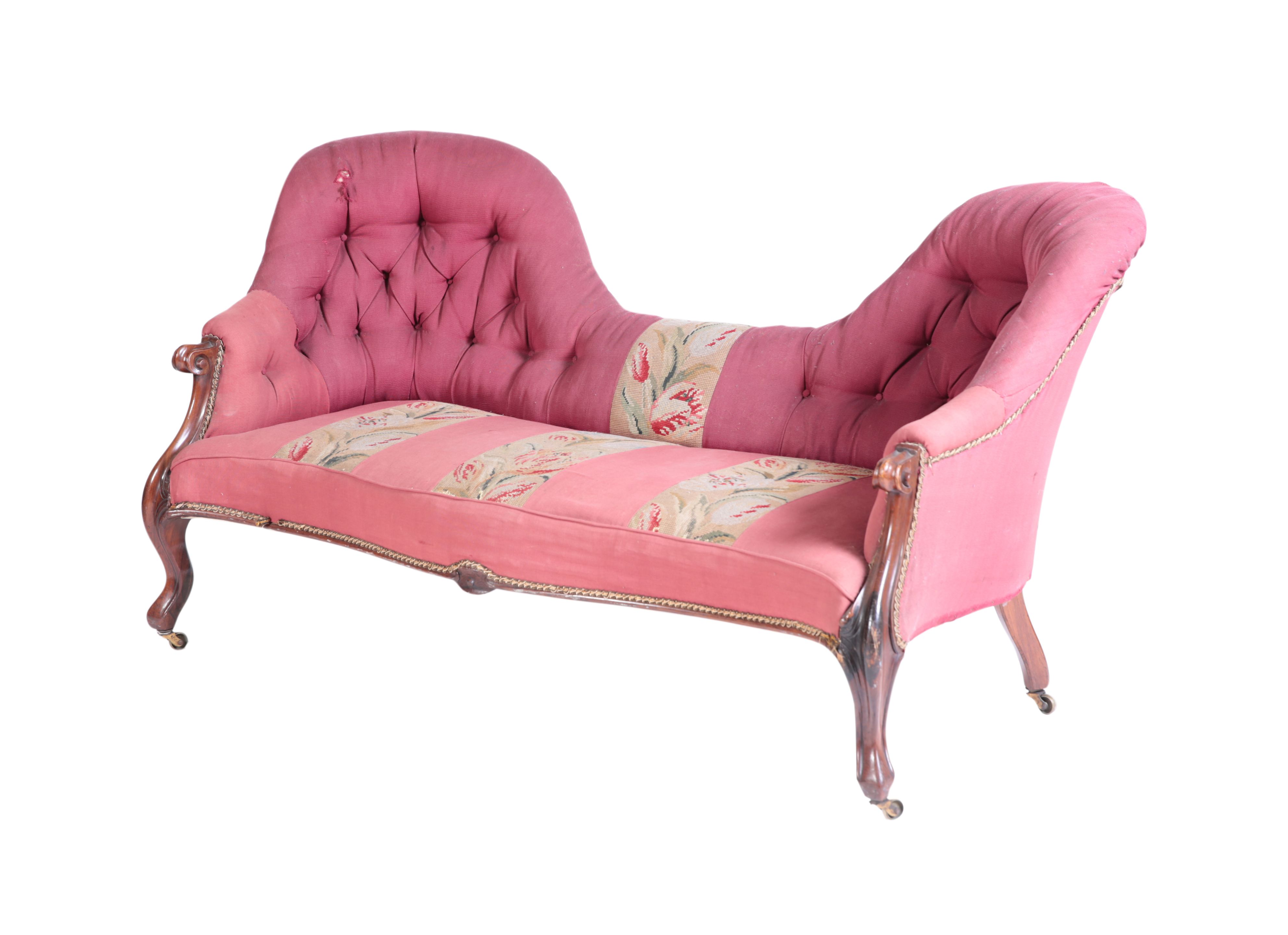 Bonhams : A Victorian rosewood camel-back sofa