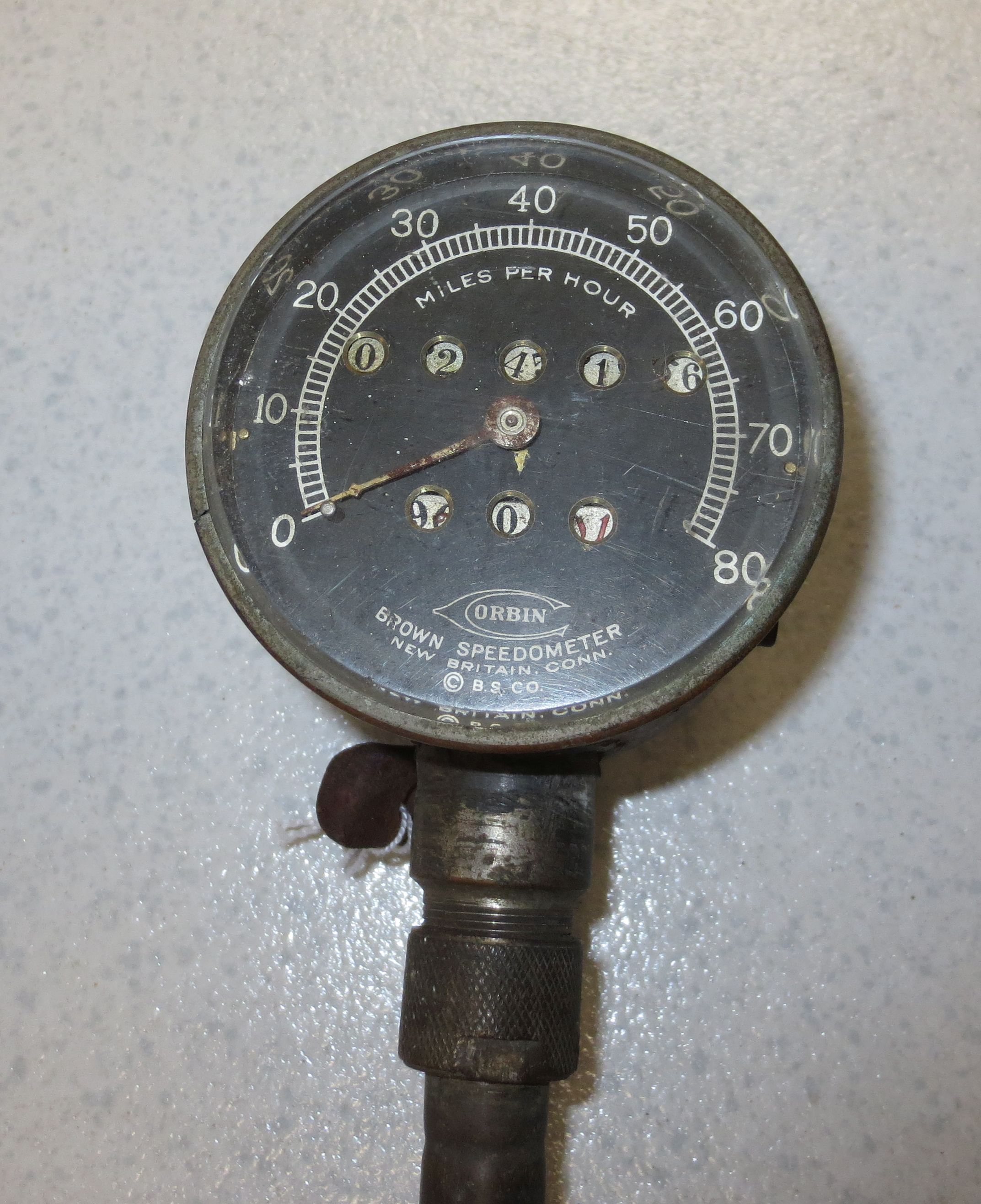 Bonhams Cars : A rare Corbin five window 80mph speedometer,