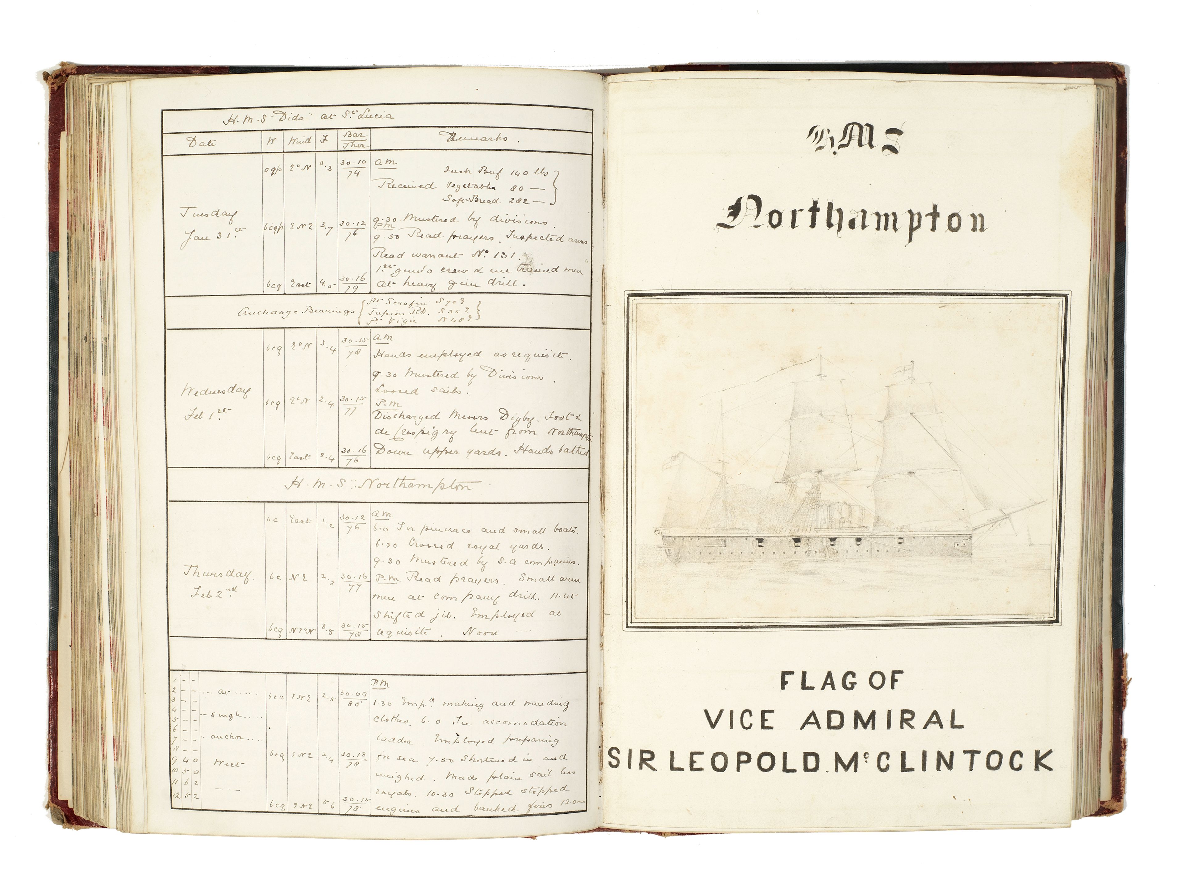 Bonhams : LOGBOOK Log of HMS Minotaur. Commanded by Capt HH Rawson Kept ...