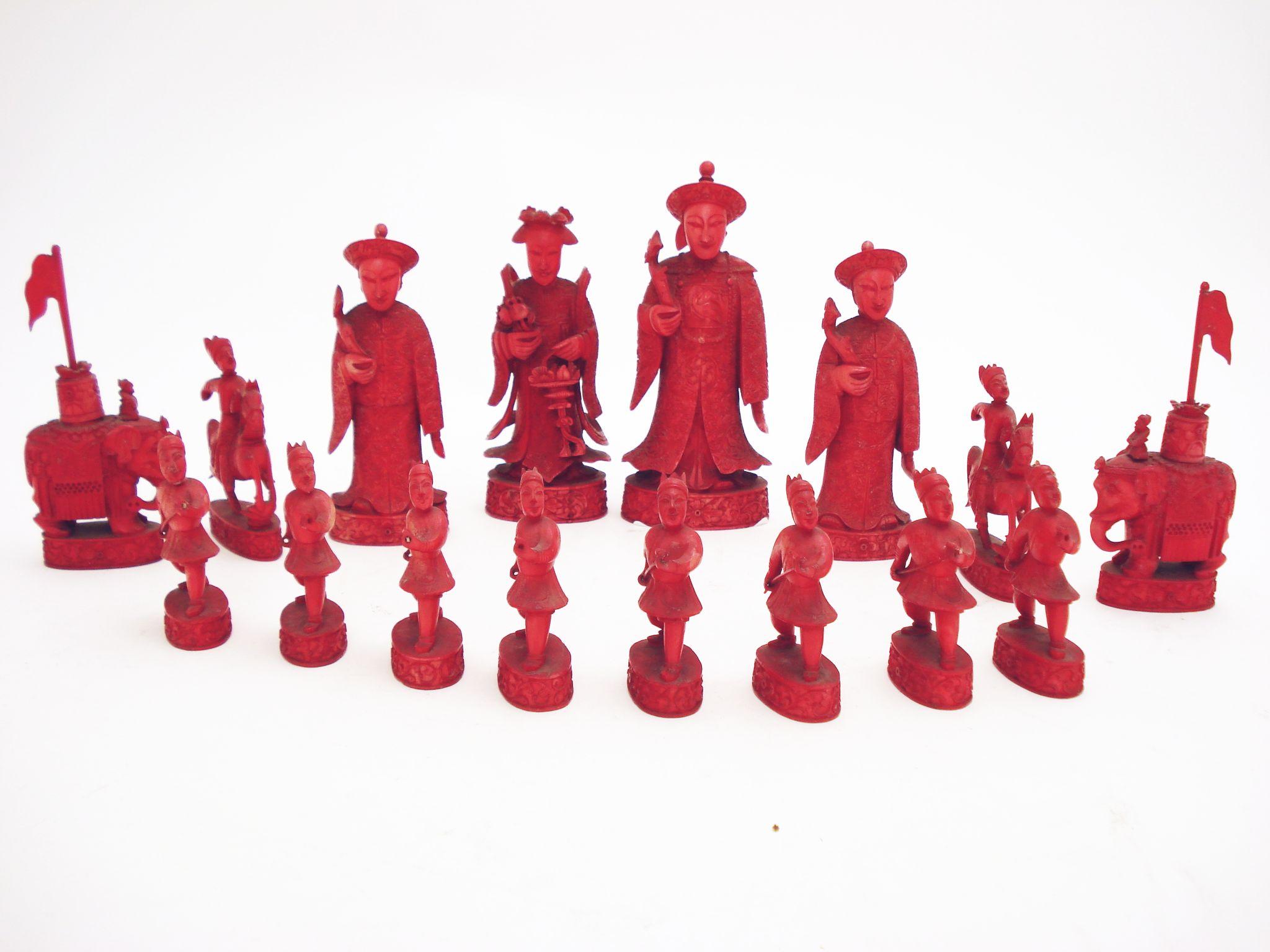 Bonhams An Export Ivory Figural Chess Set 19th Century