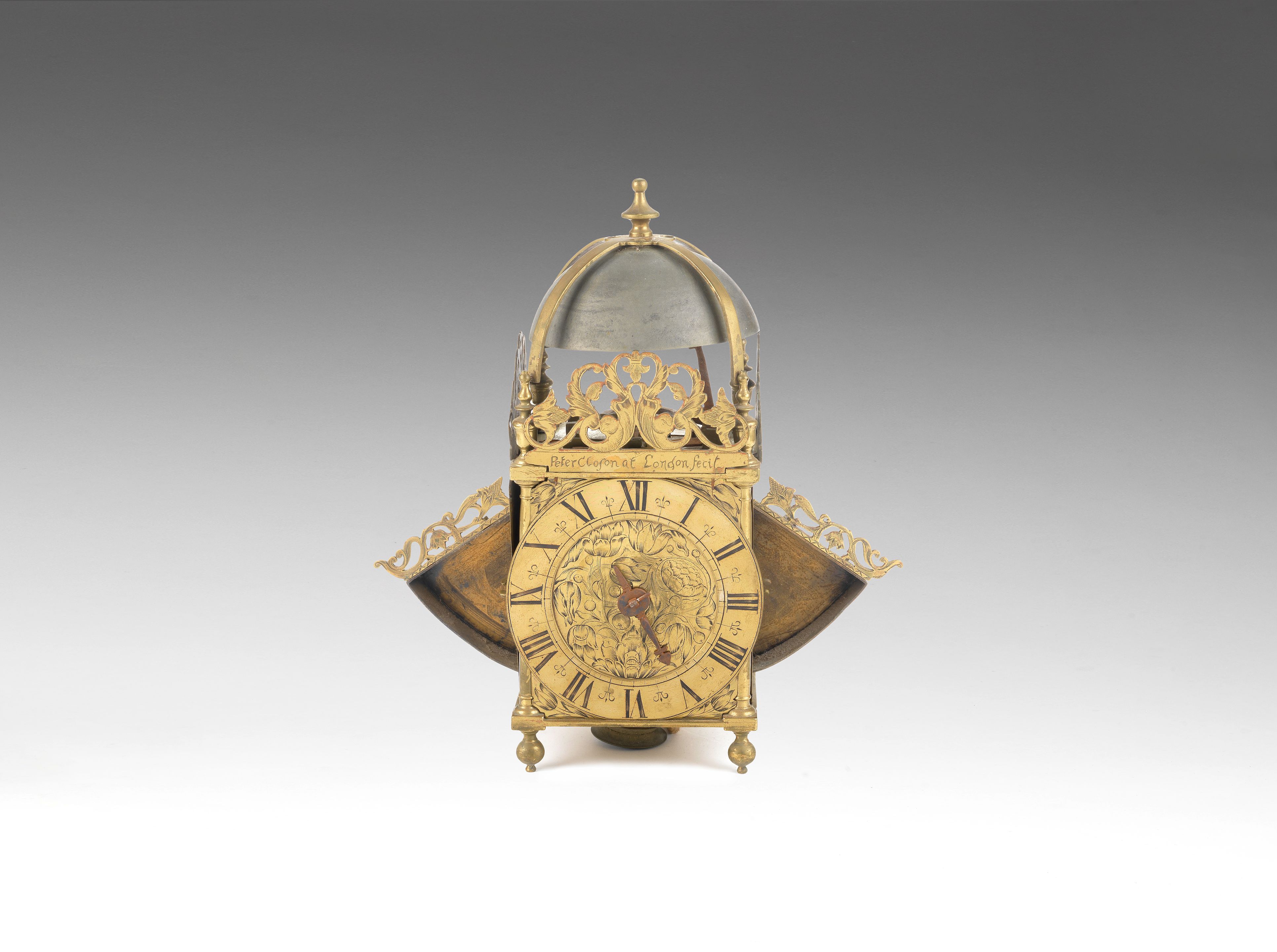 Bonhams : A very rare mid 17th century brass striking lantern clock ...
