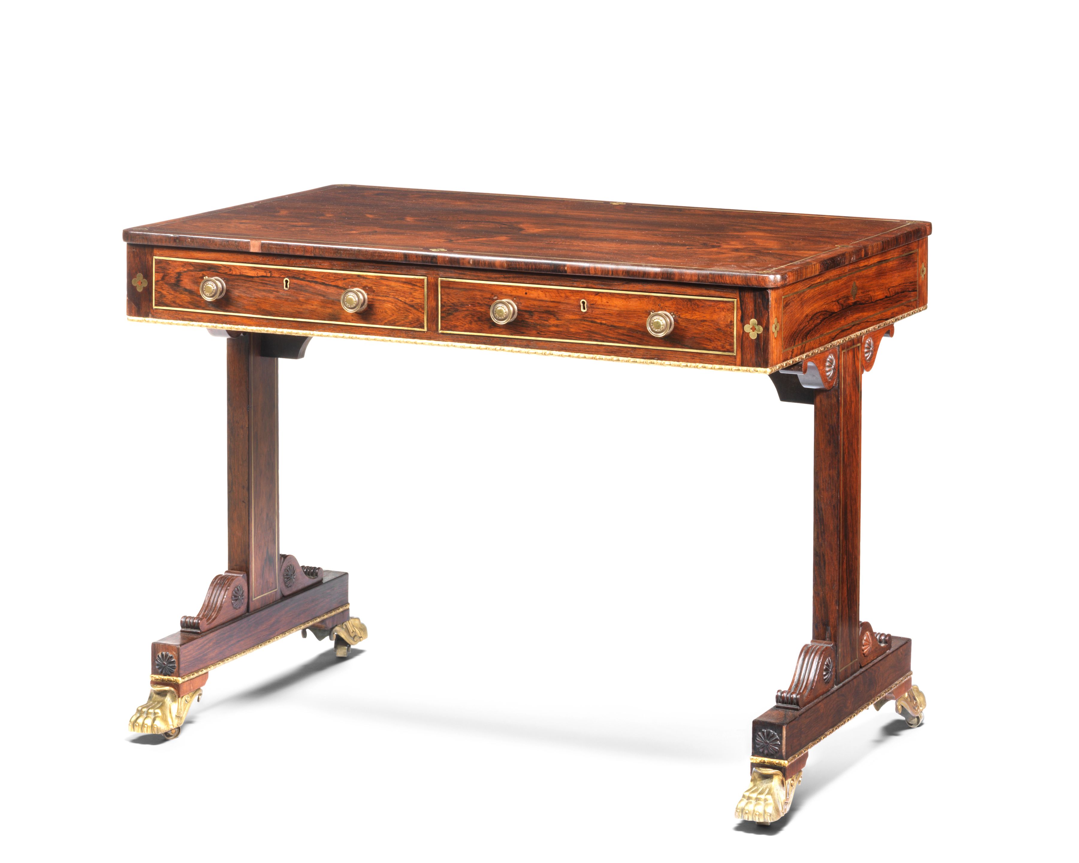 Bonhams : A Regency rosewood, brass inlaid and gilt brass mounted ...