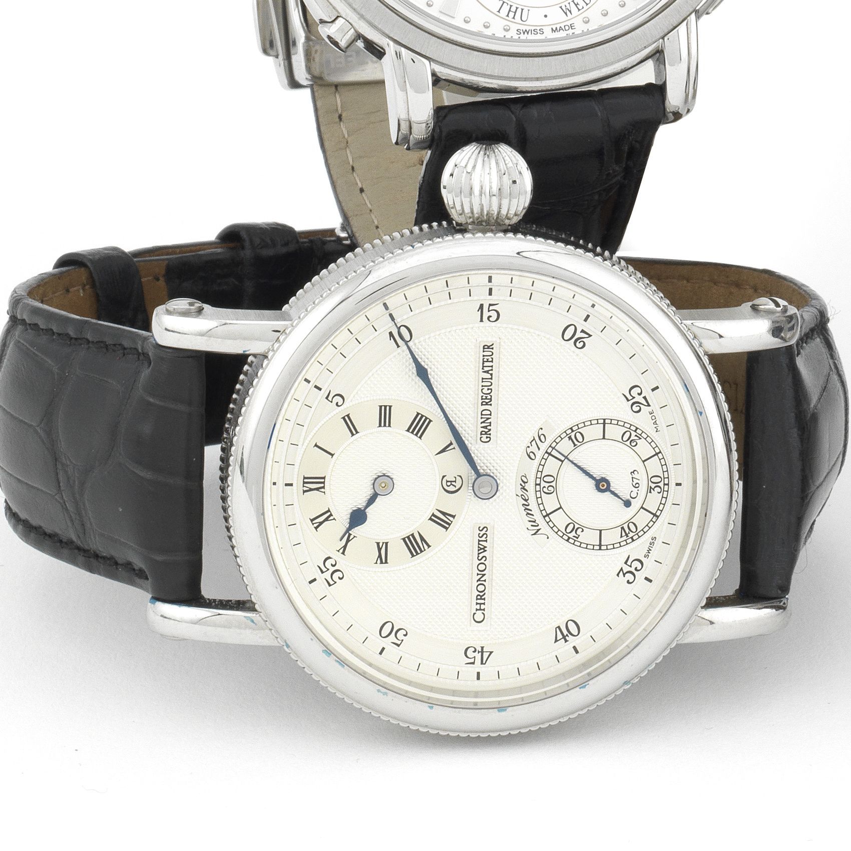 Bonhams : Chronoswiss. A stainless steel manual wind wristwatch with ...