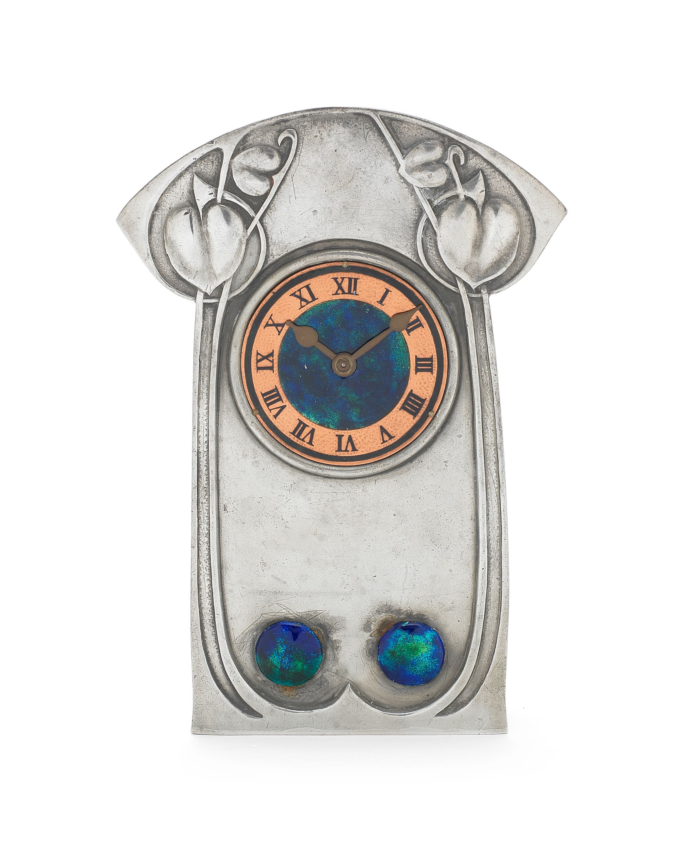 Bonhams : An Archibald Knox 'Tudric' Pewter and Enamel Mantel Clock for ...