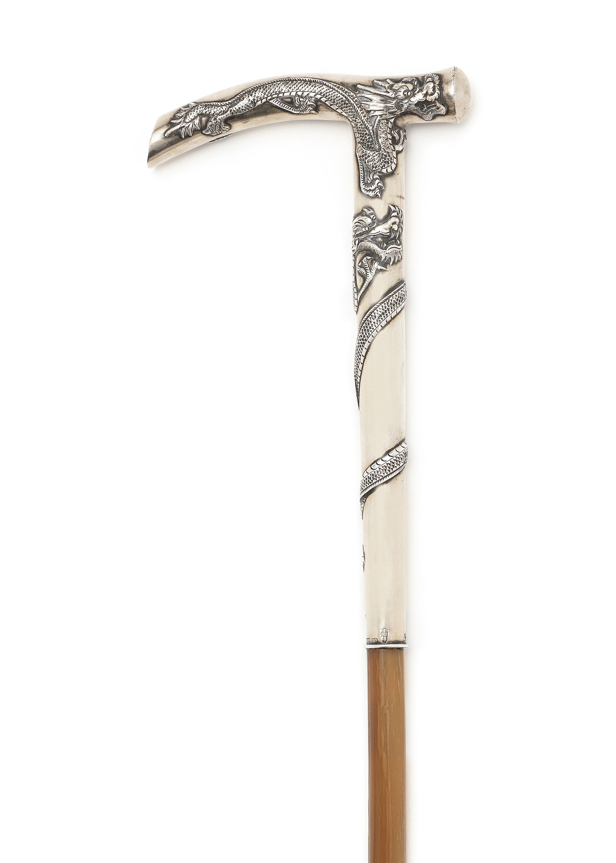 Bonhams : A silver-mounted horn cane Wang Hing stamped mark, Late 19th ...
