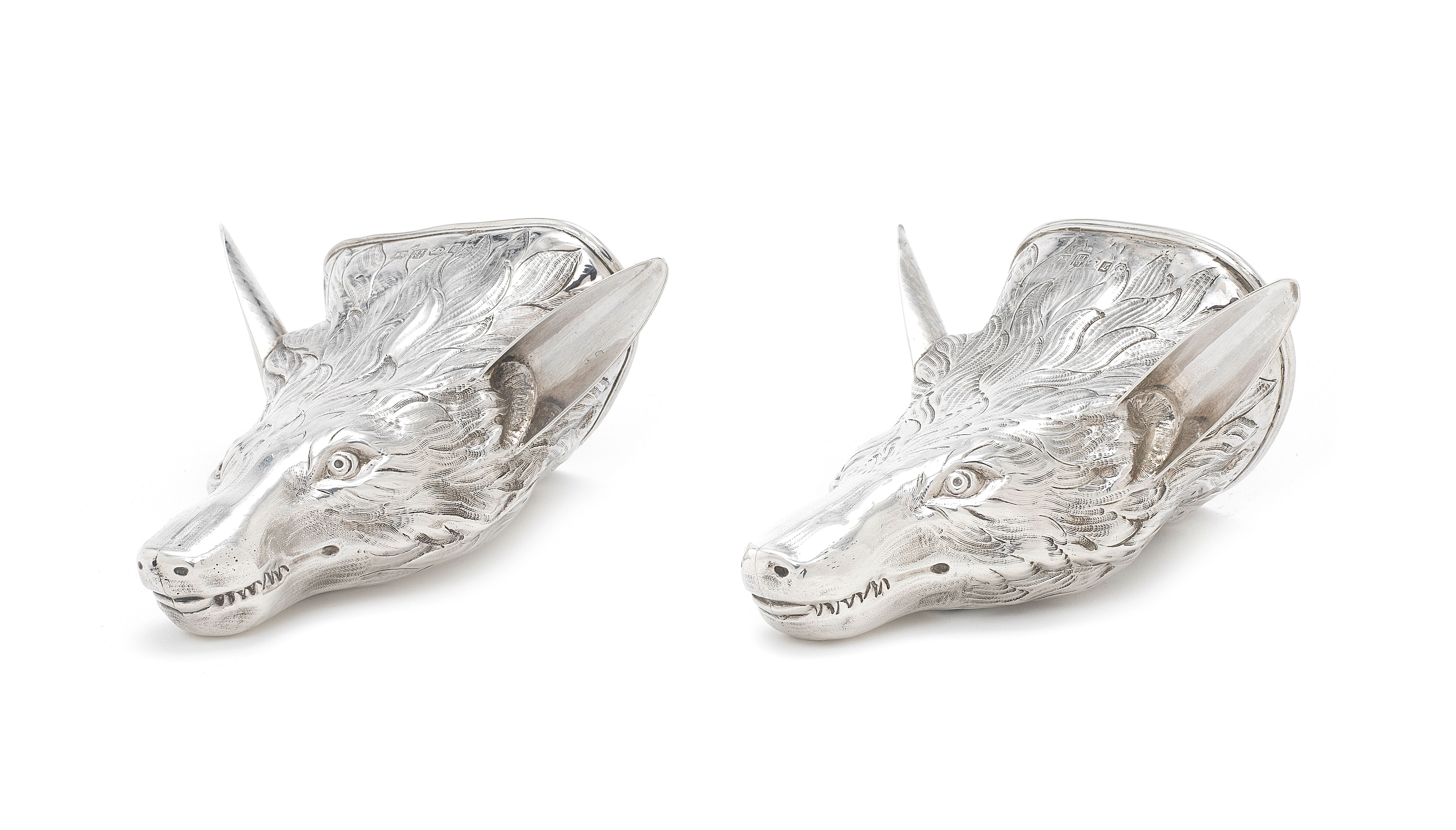 Bonhams : A pair of George III silver 'fox head' stirrup cups by Henry ...