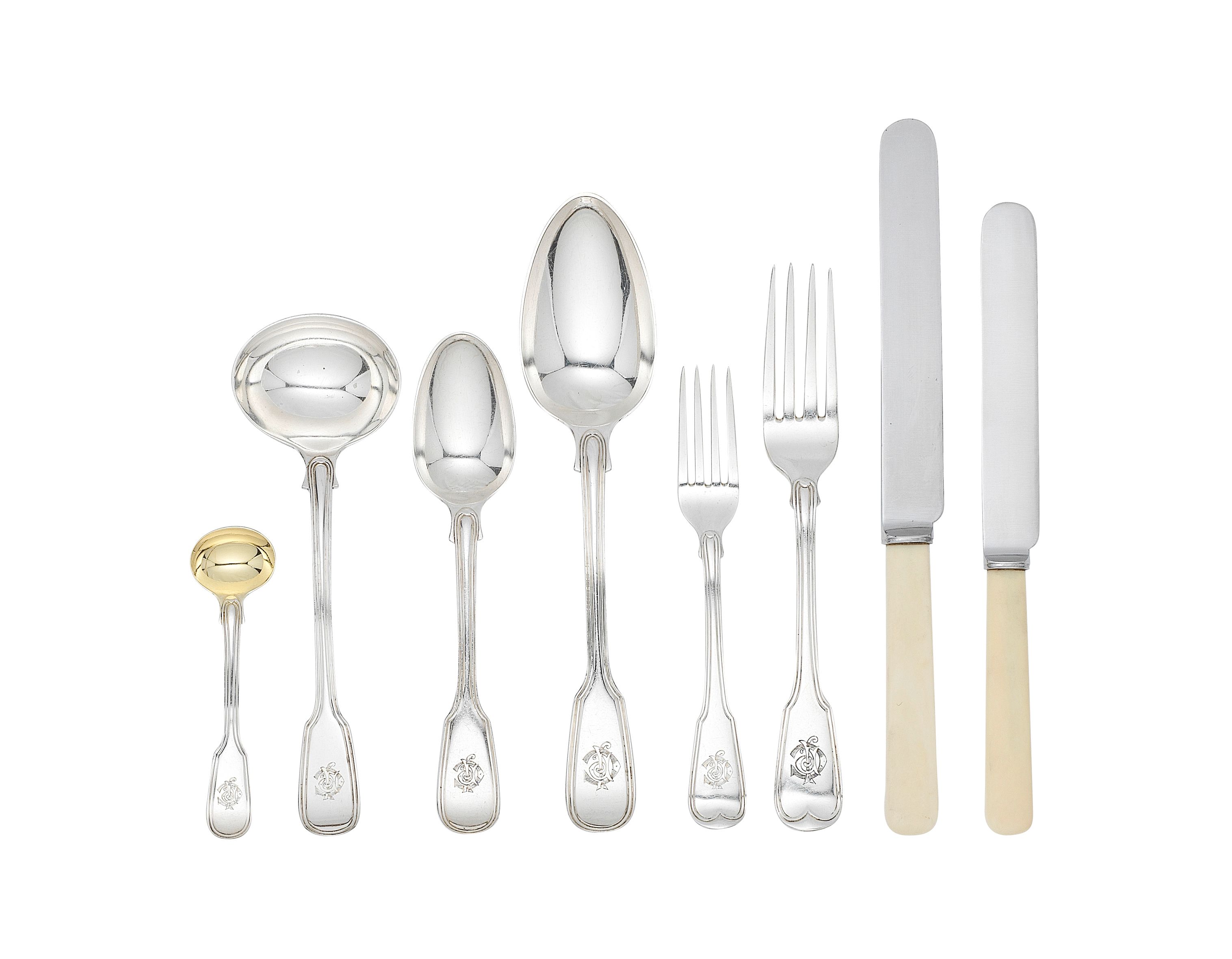 Bonhams : A Georgian and Victorian Fiddle and Thread pattern silver ...