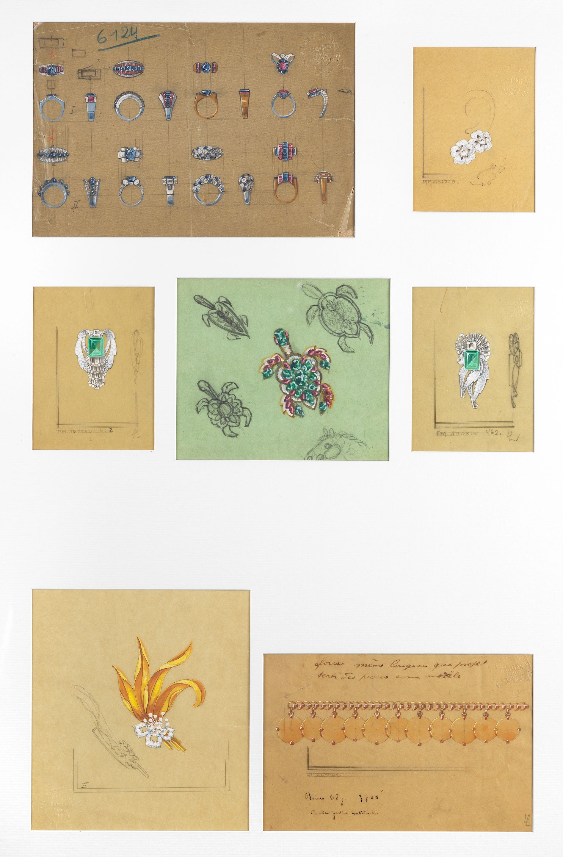 Bonhams : Three framed collections of Cartier design drawings (17)