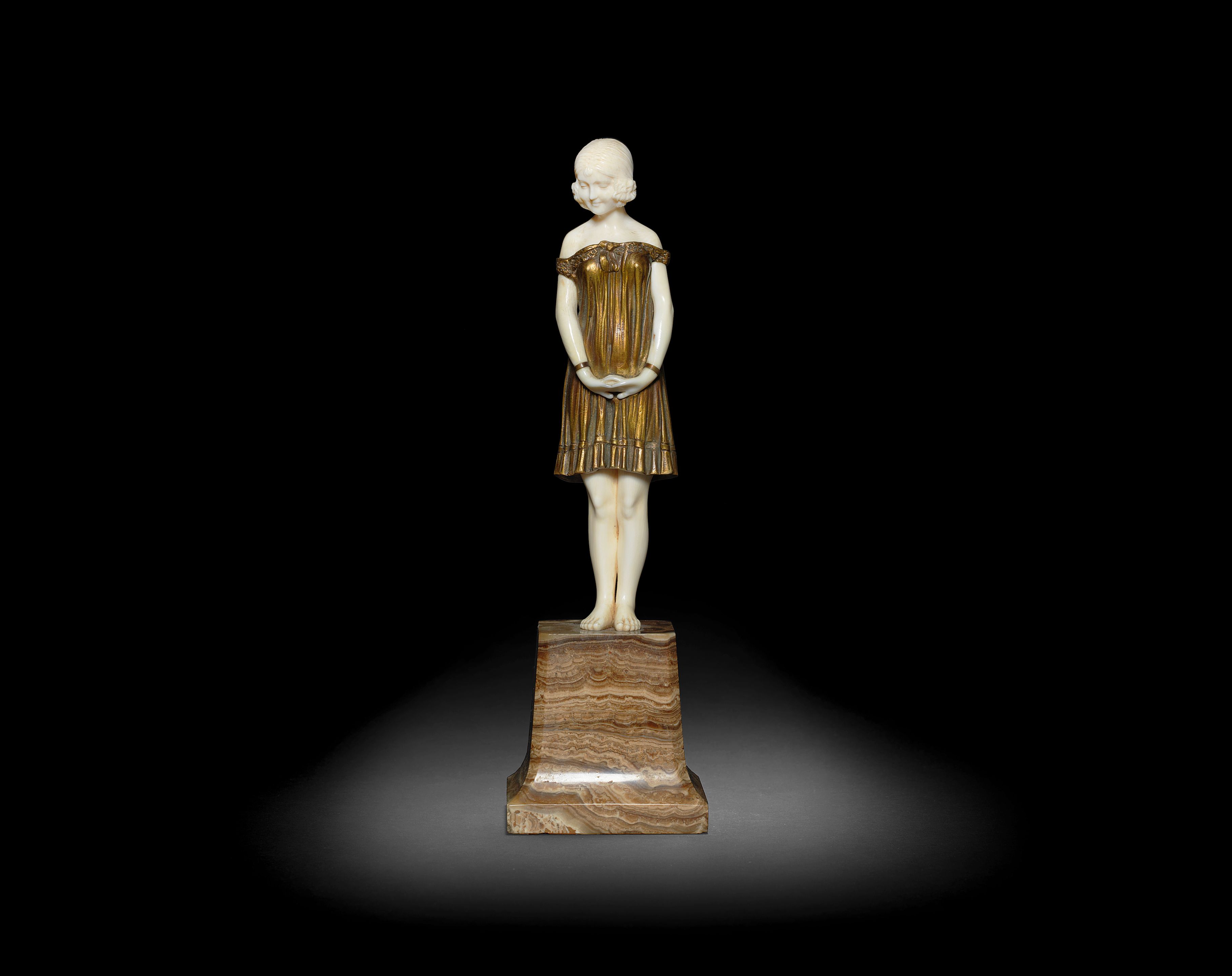 Bonhams : 'innocence' a gilded bronze and carved ivory study by demetre ...