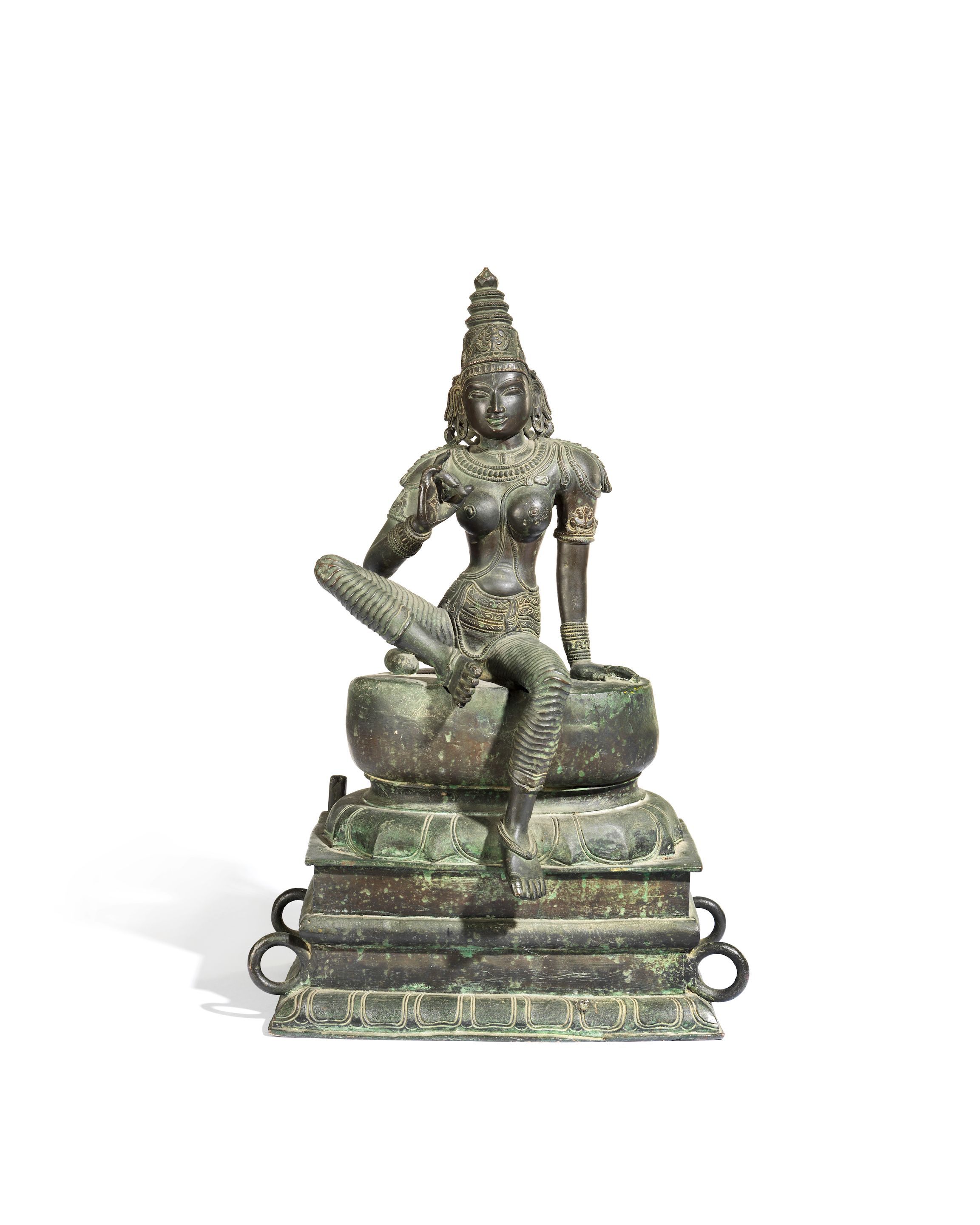 Bonhams : A Indian patinated bronze Chola style figure of Parvati