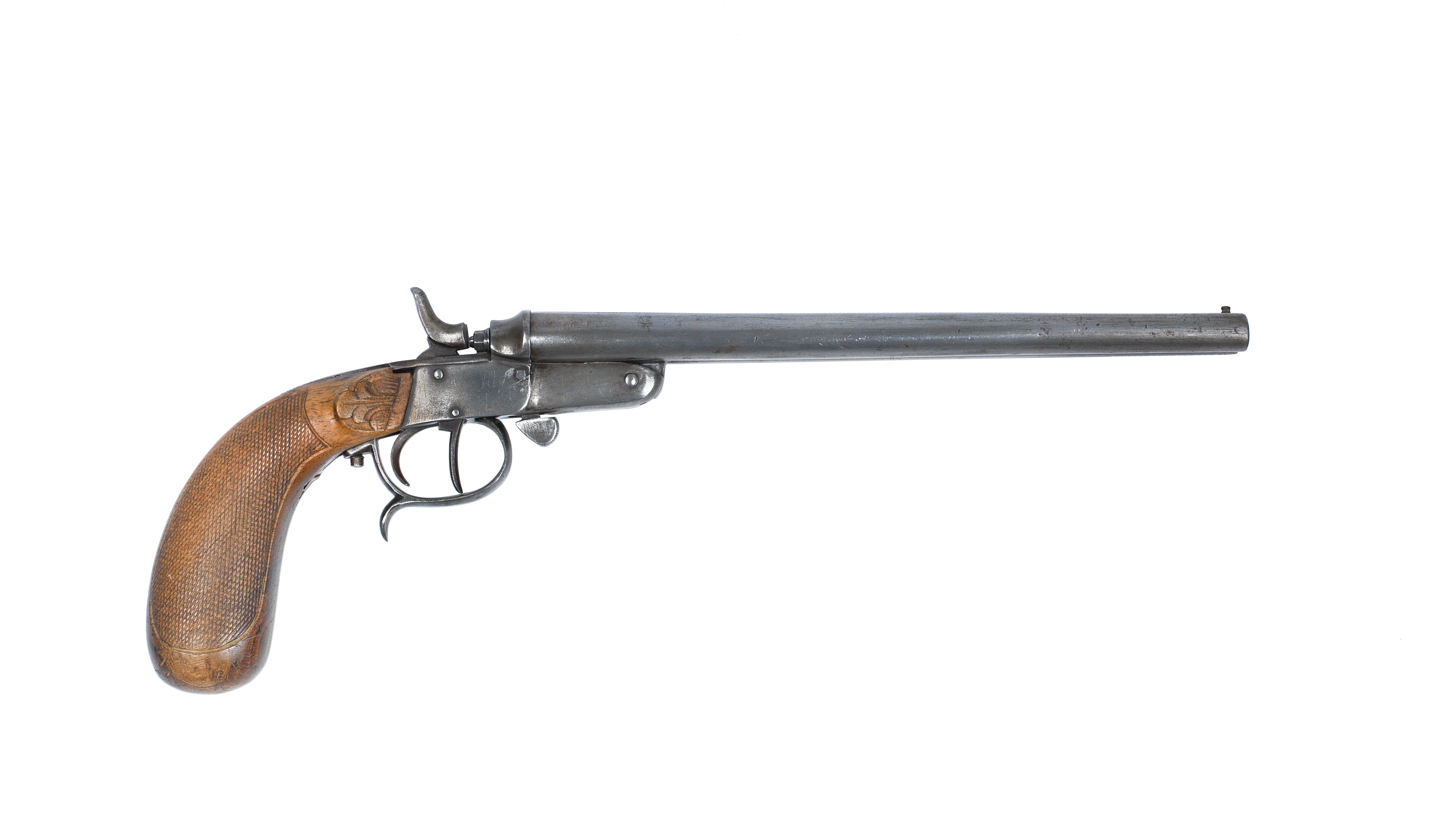 Bonhams : A Belgian .410 double-barrelled hammer pistol, no. 3936