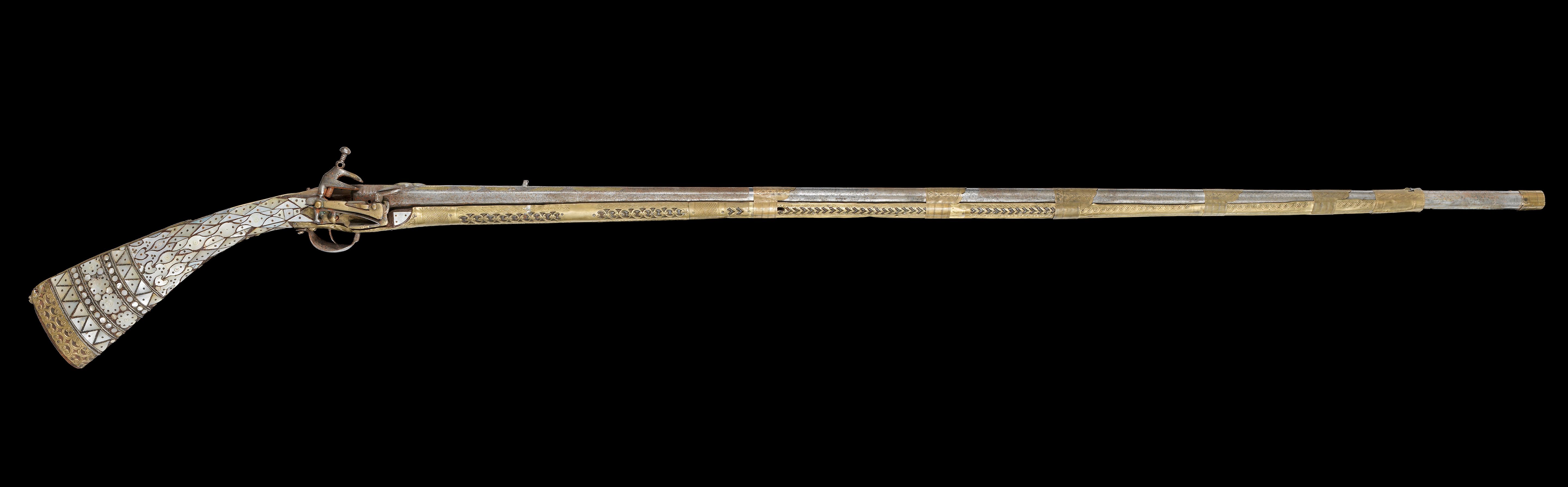 Bonhams : An Ottoman Mother-of-Pearl and ivory inlaid flintlock gun ...