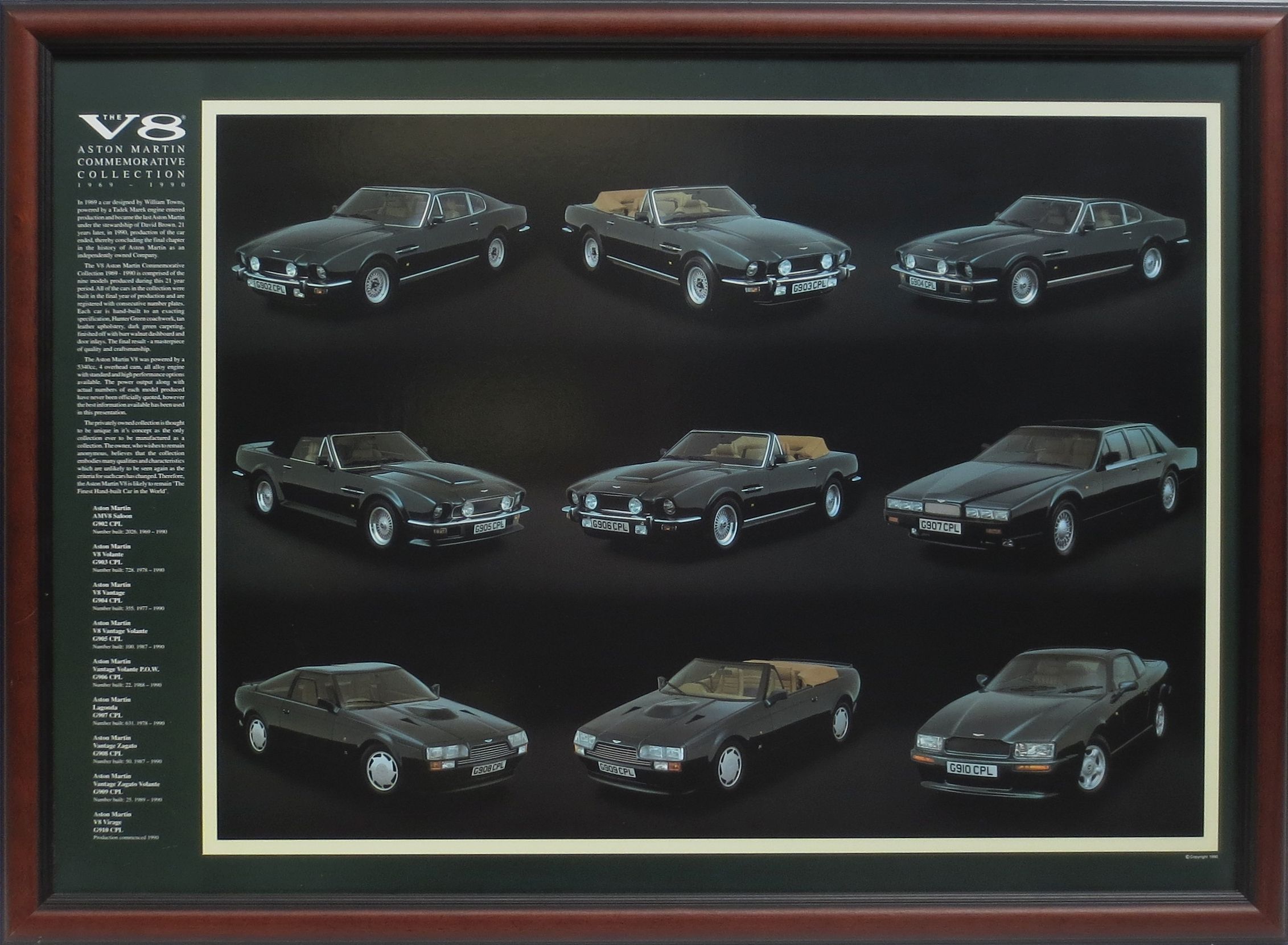 Bonhams Cars : An 'Aston Martin V8 Commemorative Collection' poster,