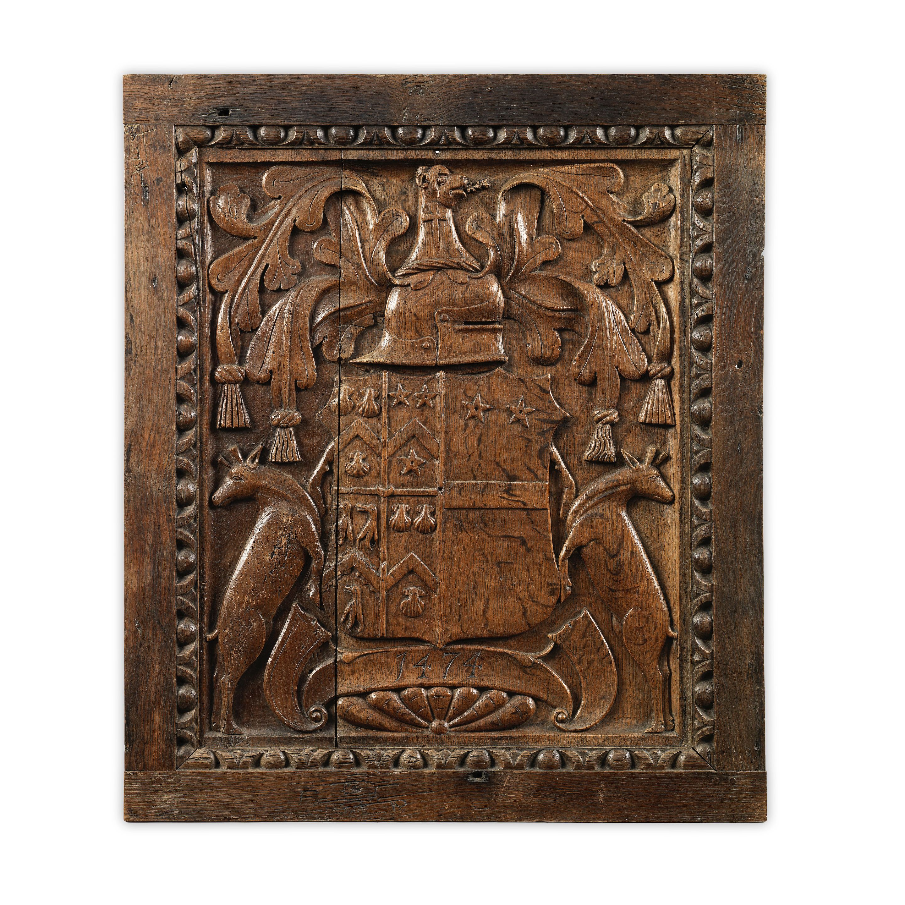 Bonhams : A fine 16th century carved oak heraldic panel, English, circa ...