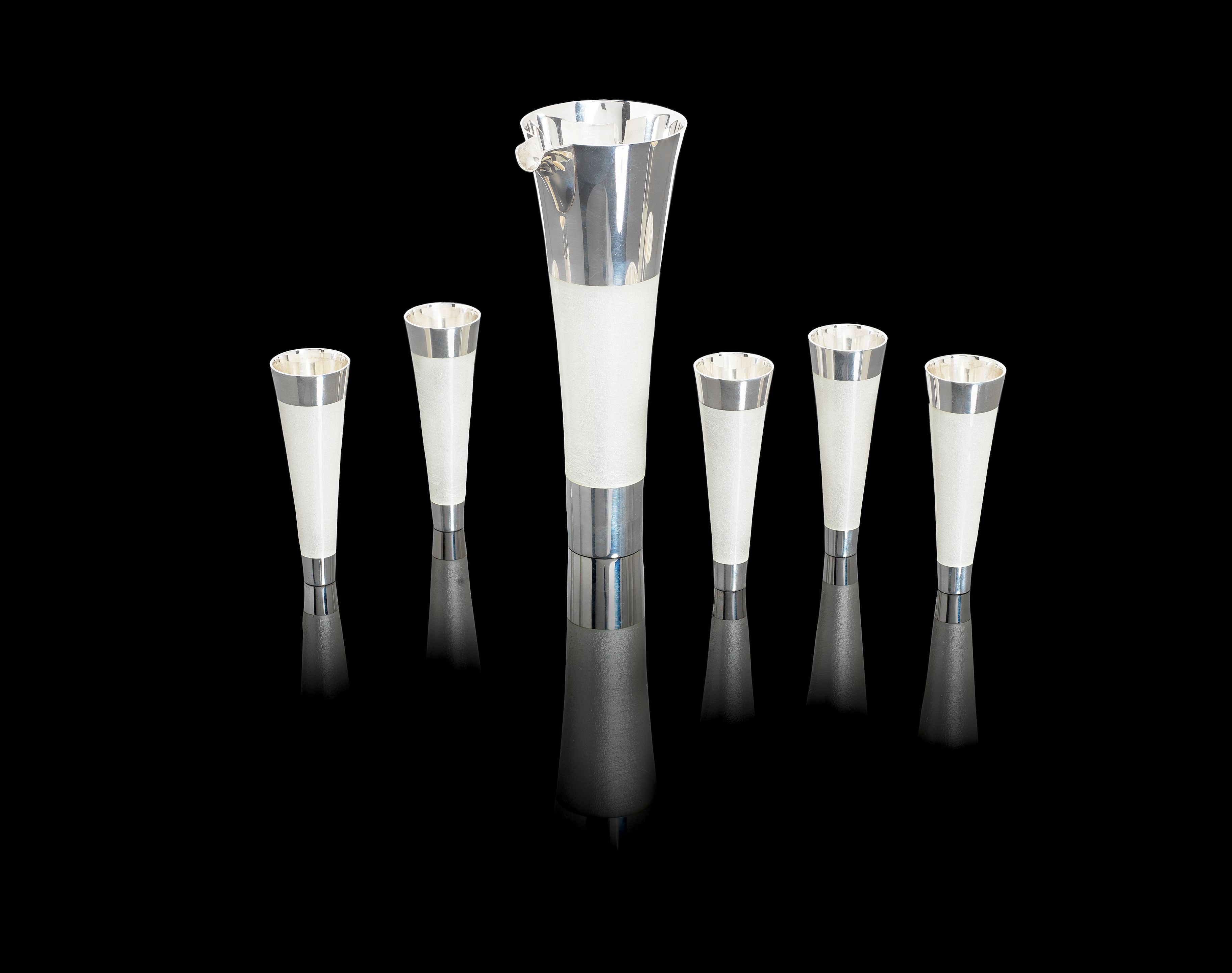 Bonhams : BENNEY An unmarked unique silver and enamelled vodka set by ...