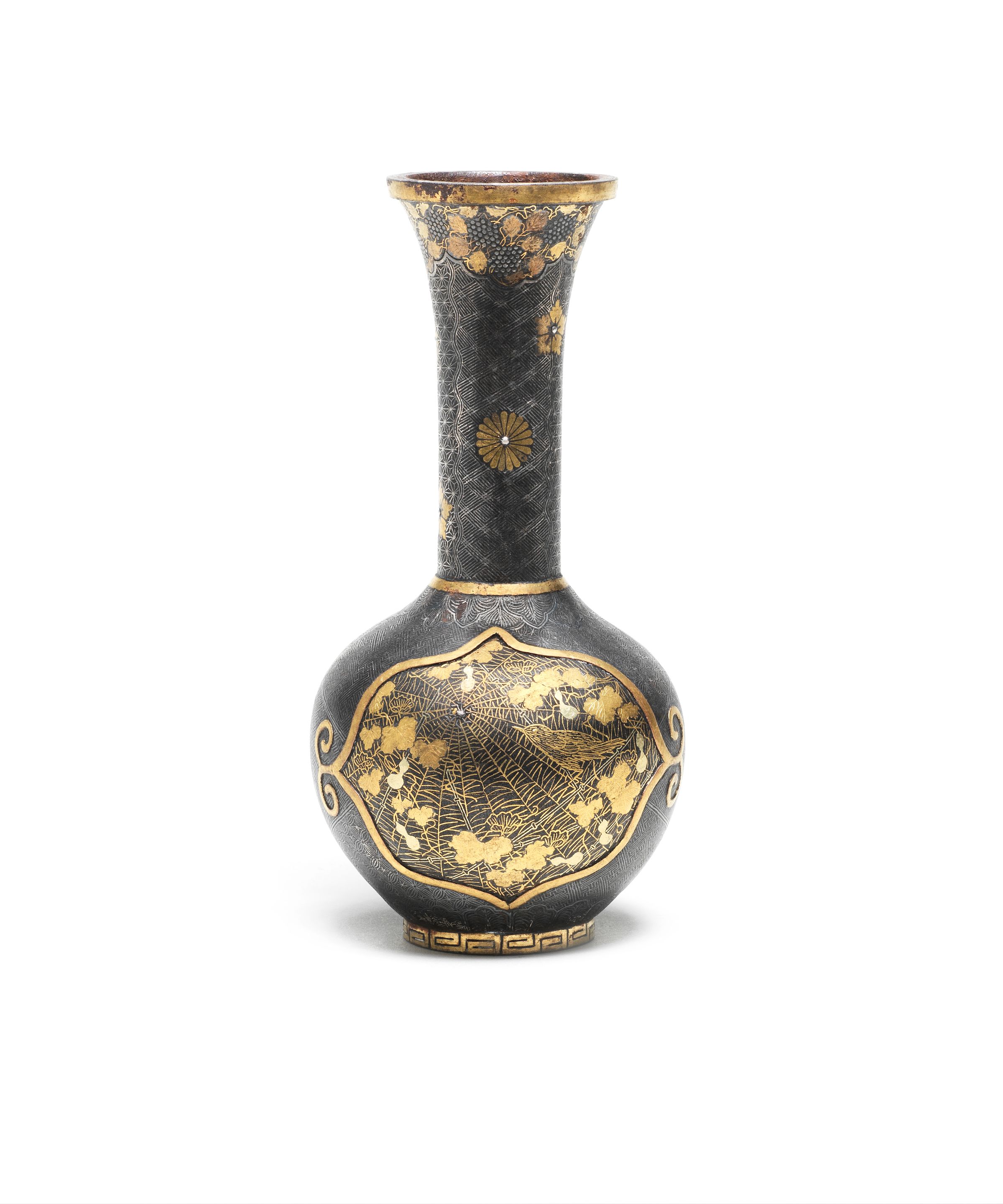 Bonhams : A small inlaid-iron Komai-style vase By Seki, Meiji era (1868 ...
