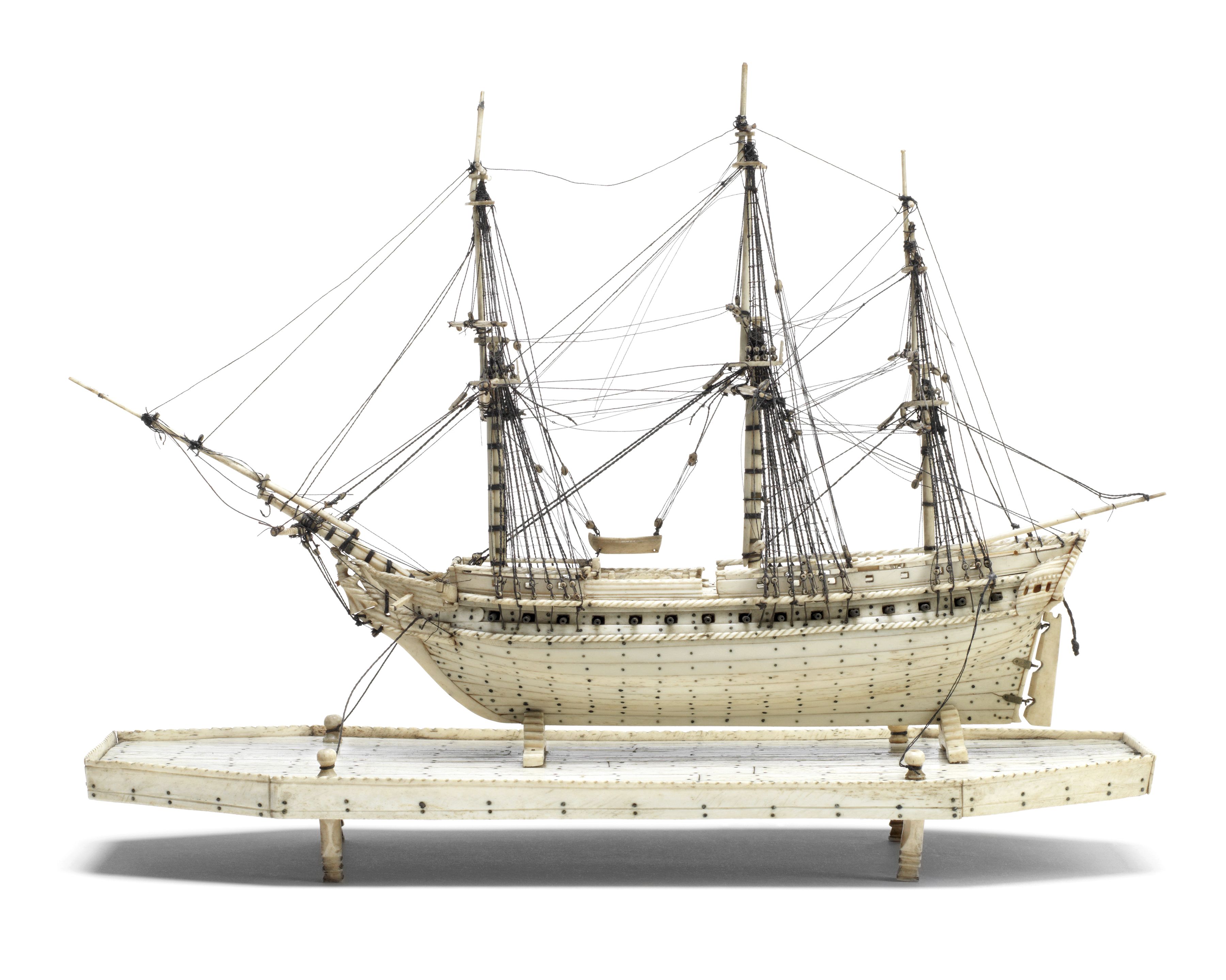 Bonhams : A prisoner of war bone model of a 30 gun frigate, circa 1800 ...