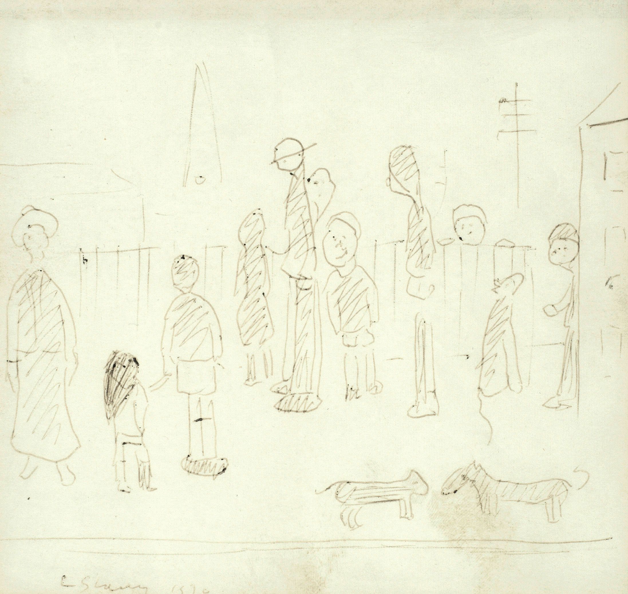 Bonhams : Laurence Stephen Lowry R.A. (British, 1887-1976) Standing ...