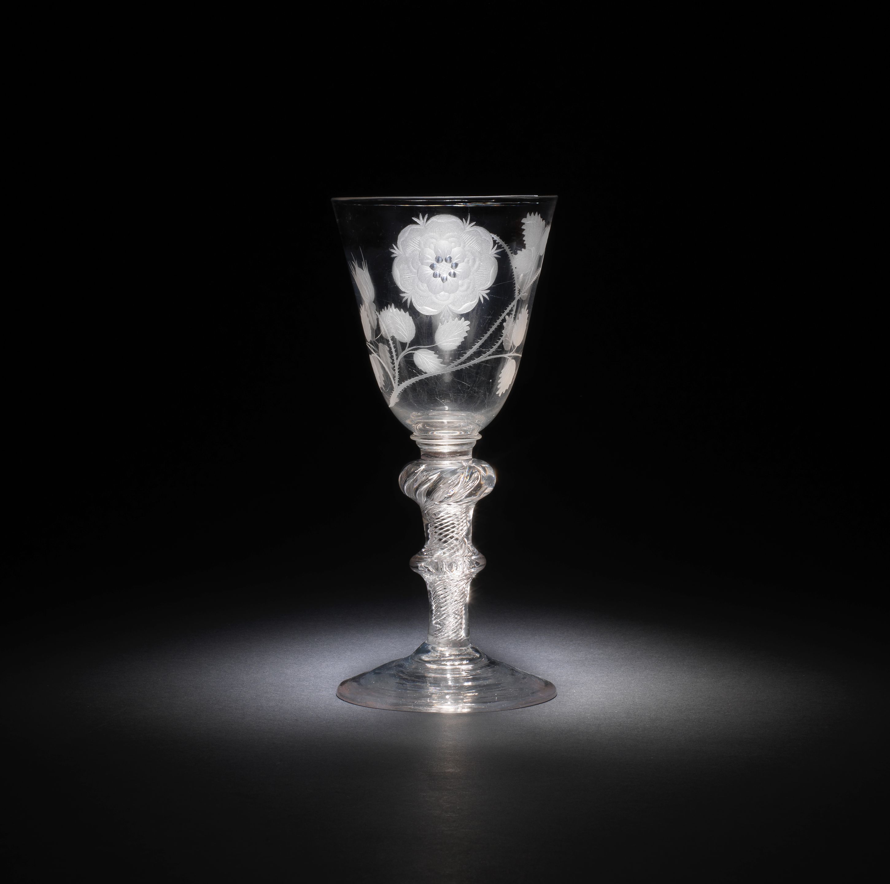 Bonhams : A most impressive Jacobite airtwist goblet Circa 1750