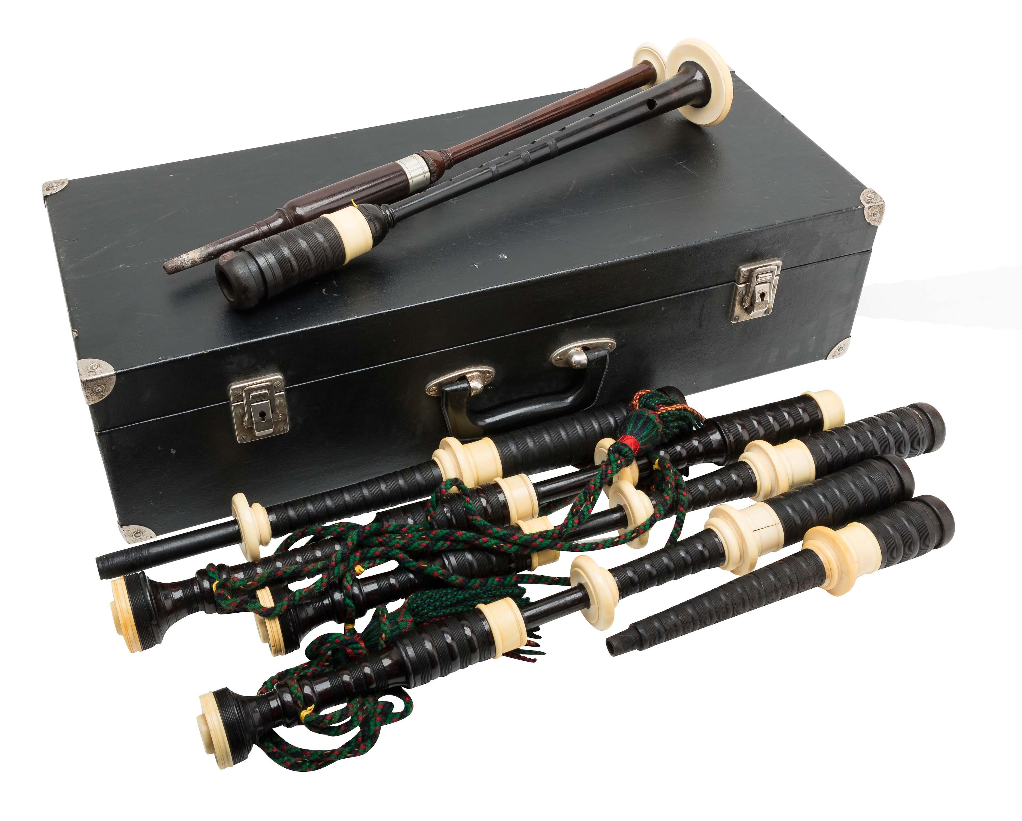 Bonhams : A set of Blackwood and Ivory mounted Bagpipes By R.G. Lawrie