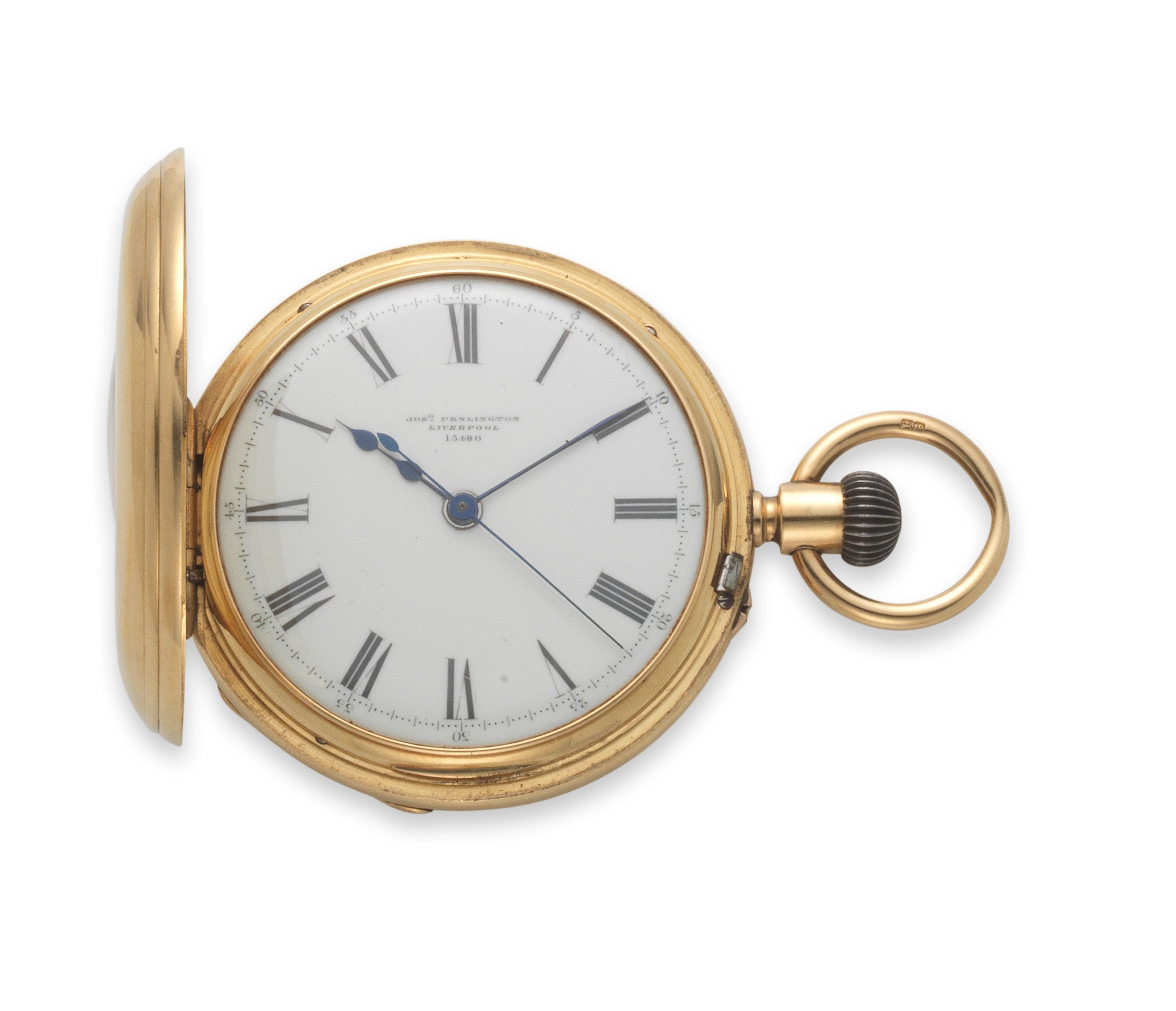 Bonhams : Joseph Penlington, Liverpool. An 18K gold keyless wind half ...