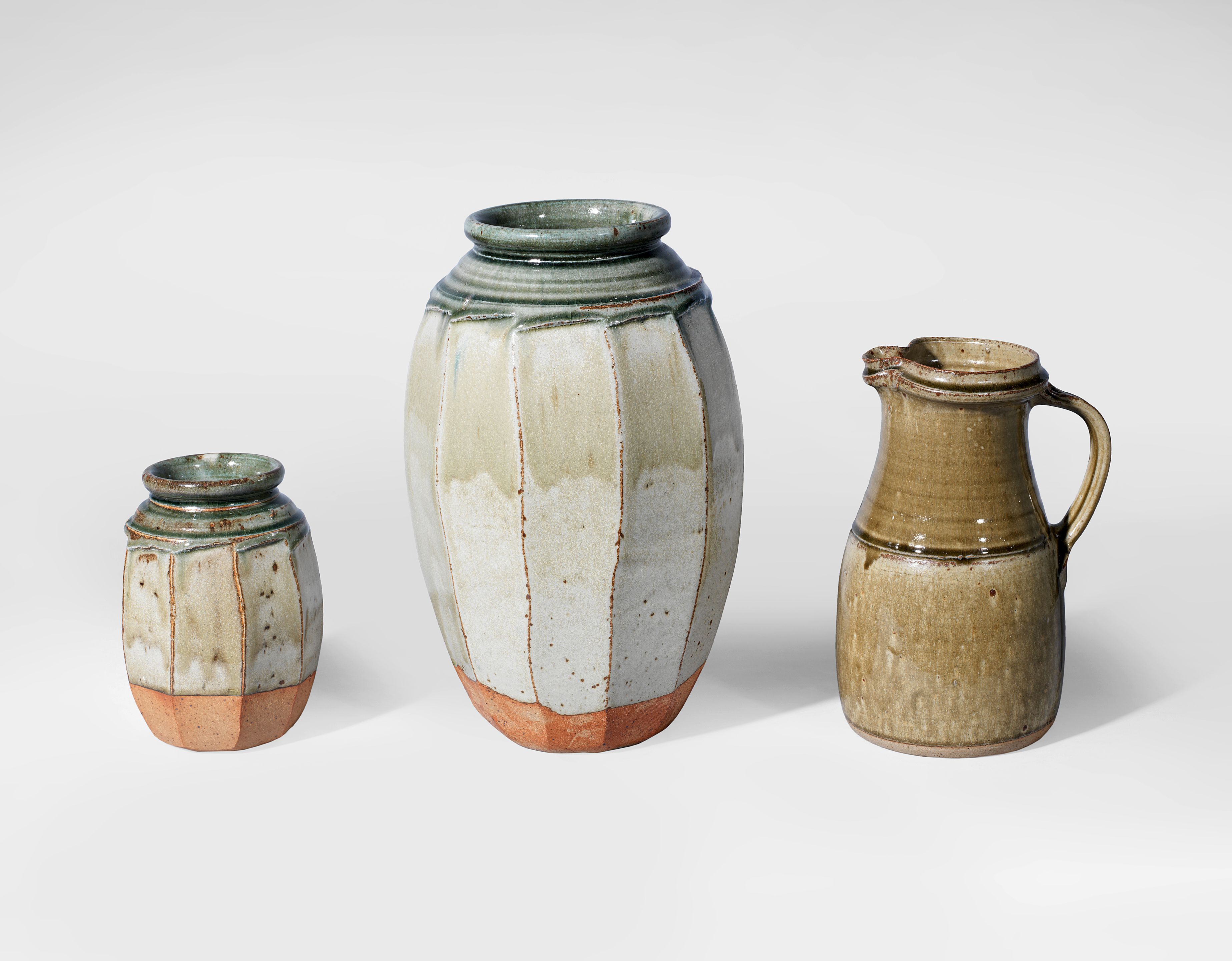 Bonhams : Richard Batterham (British, 1936-) Two Vases and a Jug, circa ...