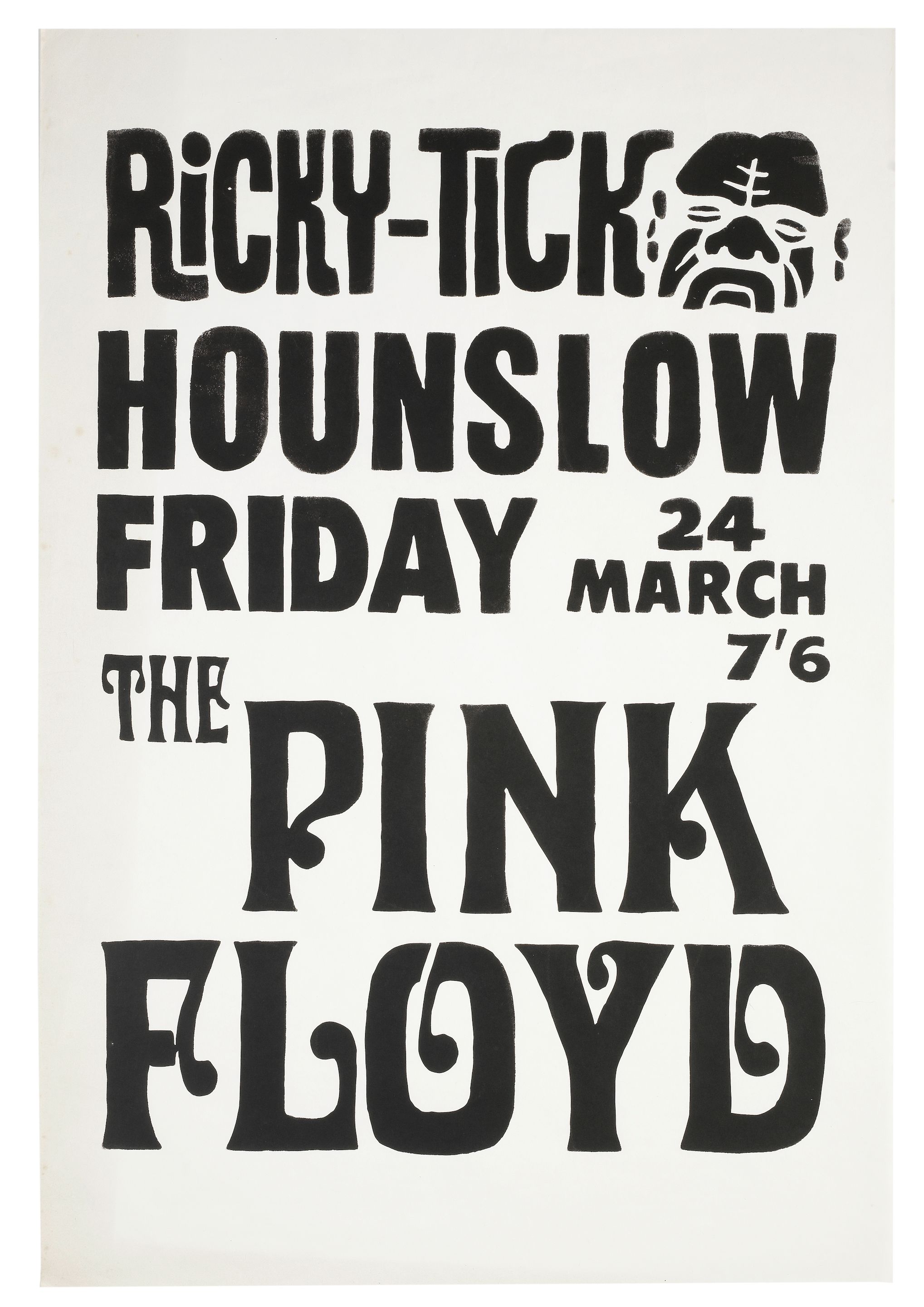 Bonhams : Pink Floyd A Ricky Tick Club concert poster, 1967,
