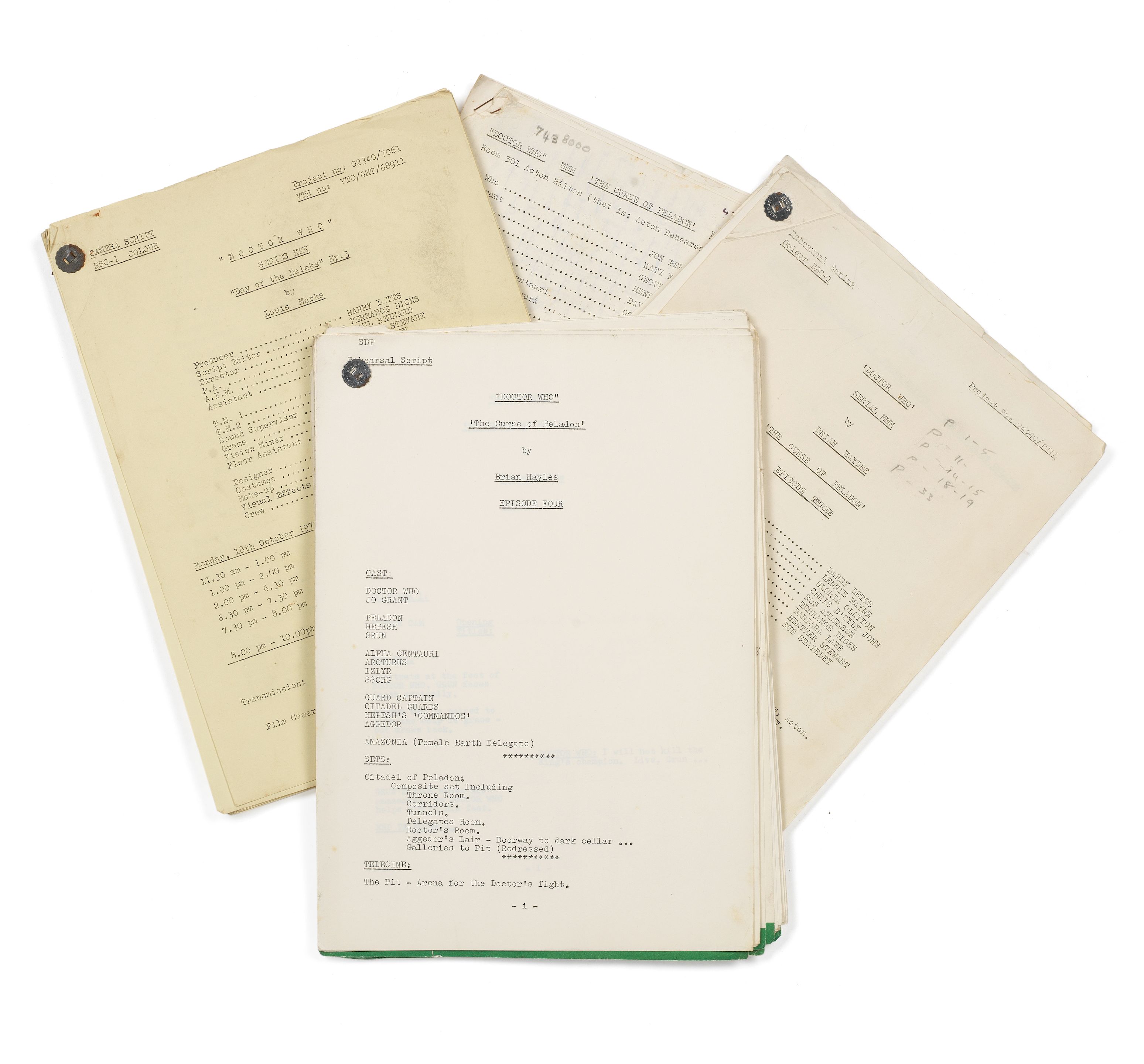 Bonhams : Doctor Who a camera script from Serial 'KKK' Day of the ...