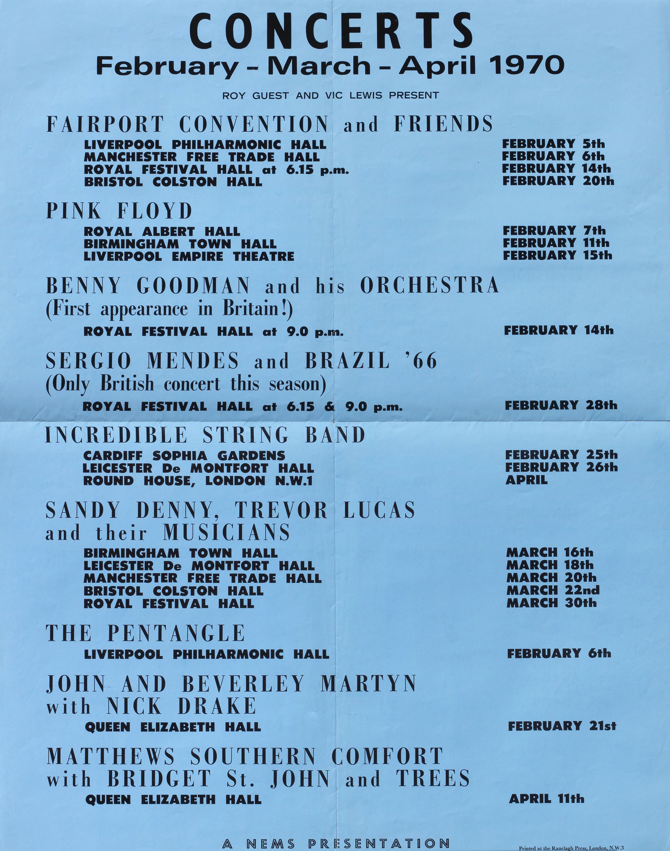 Bonhams : Pink Floyd A NEMS Presentation poster, 1970,