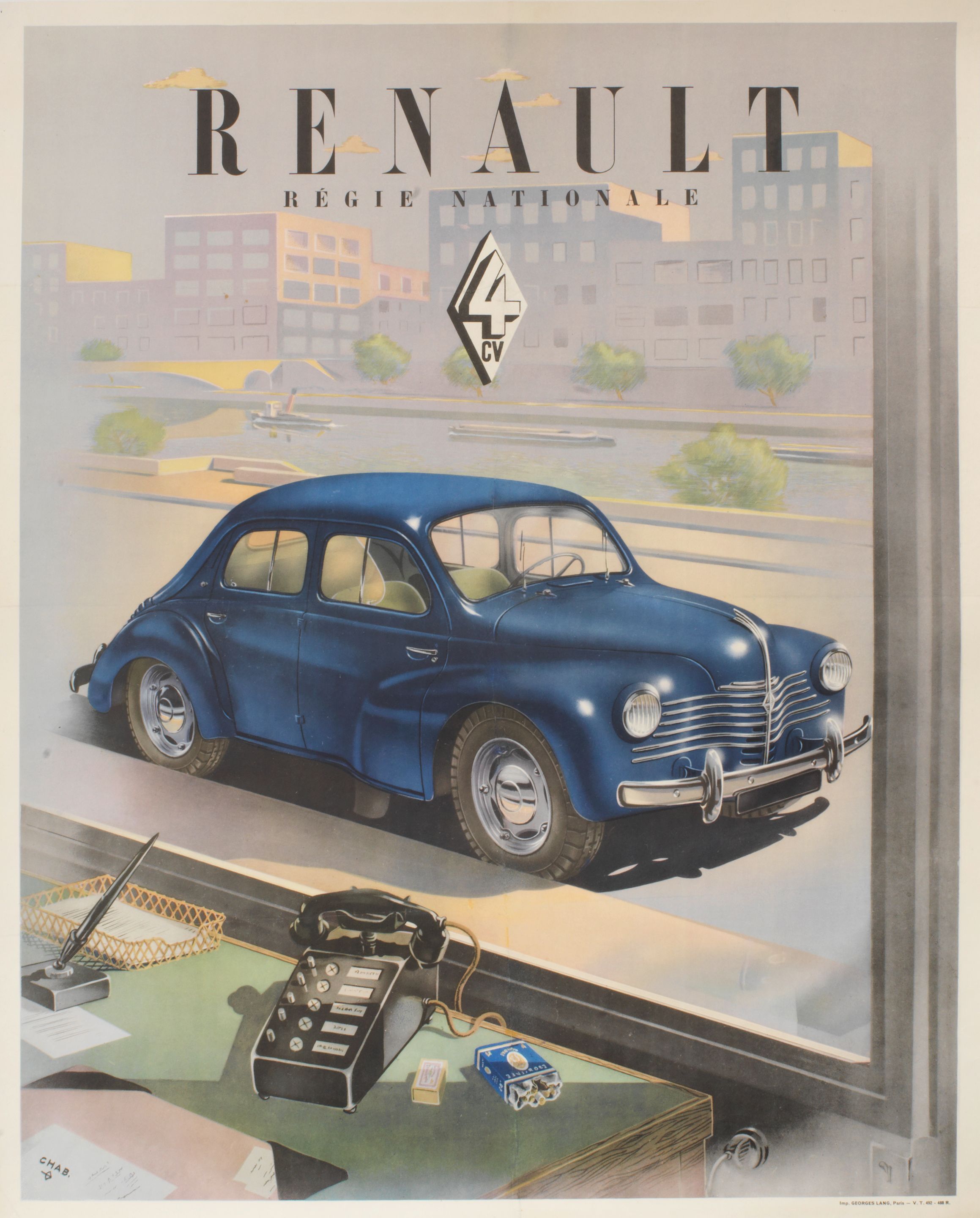 Bonhams Cars : A Renault Advertising poster titled Renault Regie ...