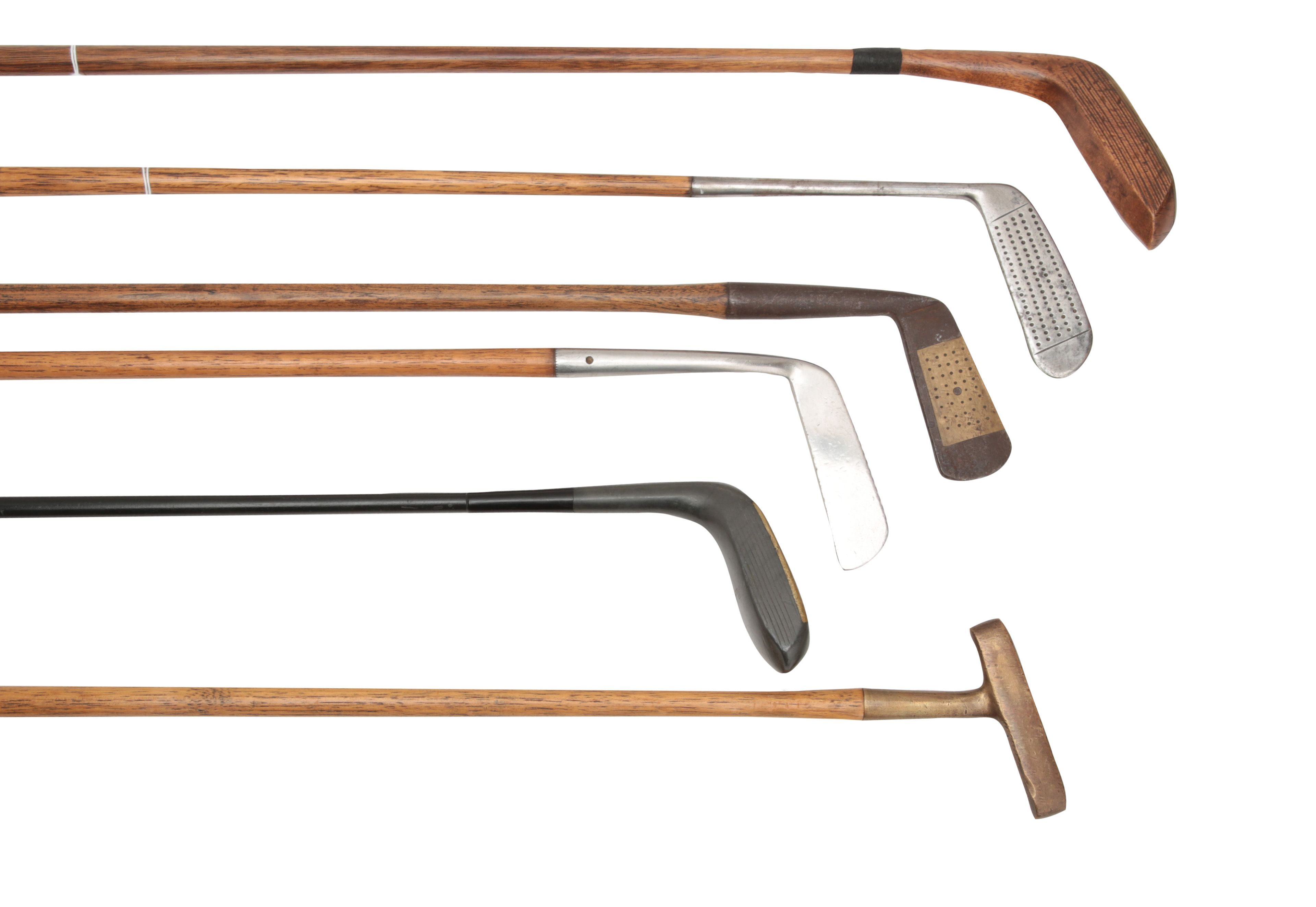 Bonhams : A grouping of six wooden shafted putters ((6))