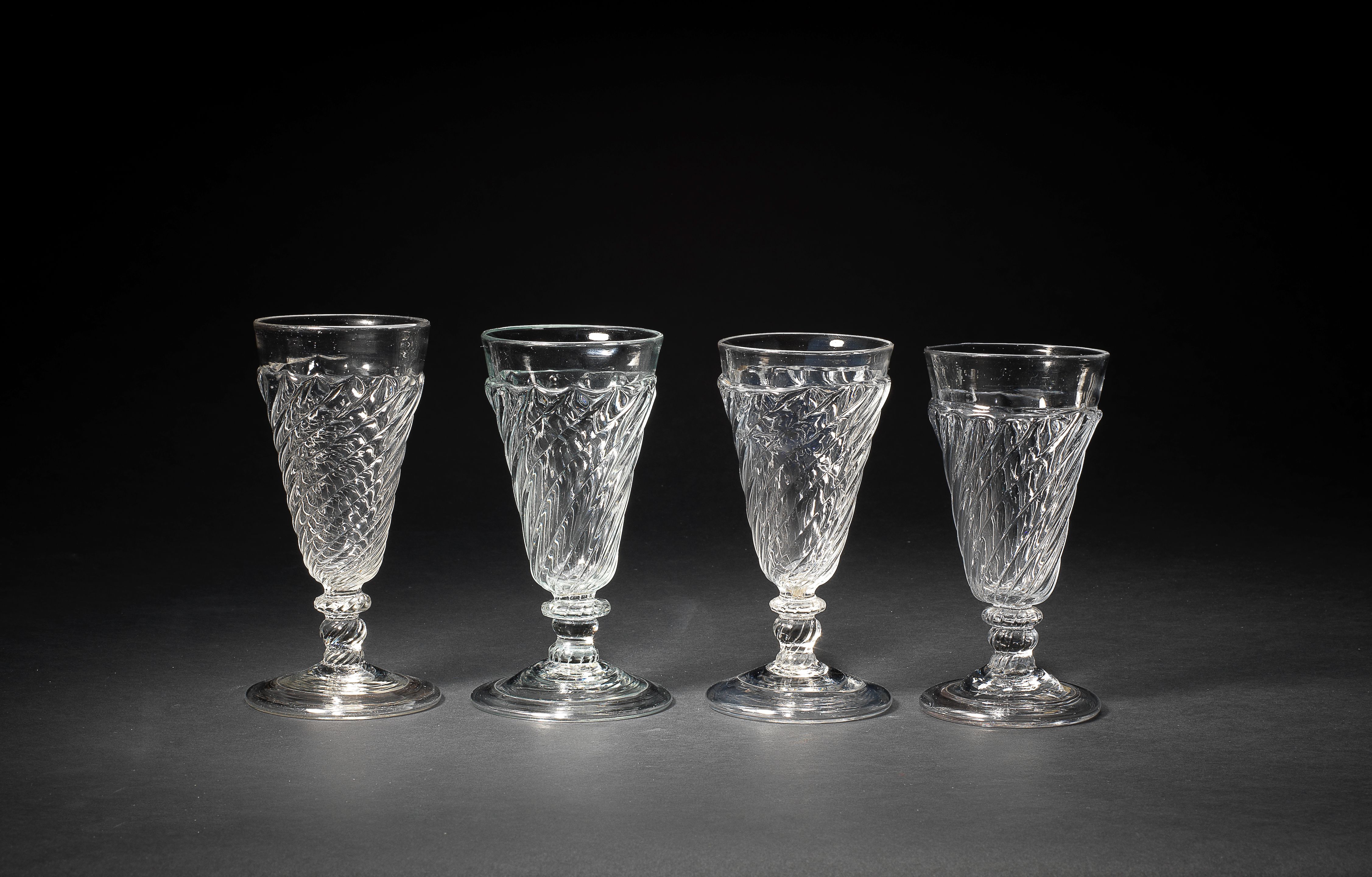 Bonhams : Four early short ale or dwarf ale glasses, early 18th century