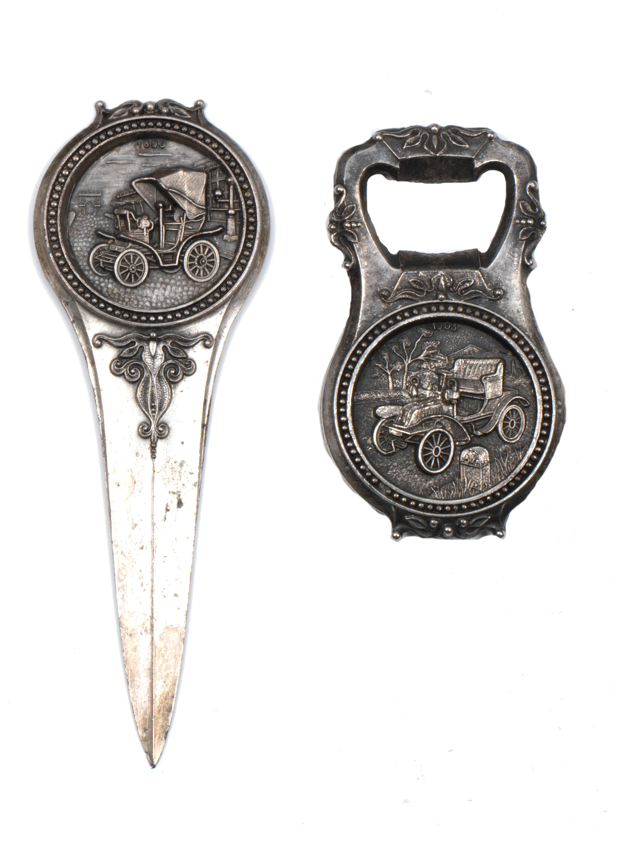 Bonhams Cars : Two advertising items depicting an 1899 Peugeot car, ((2))